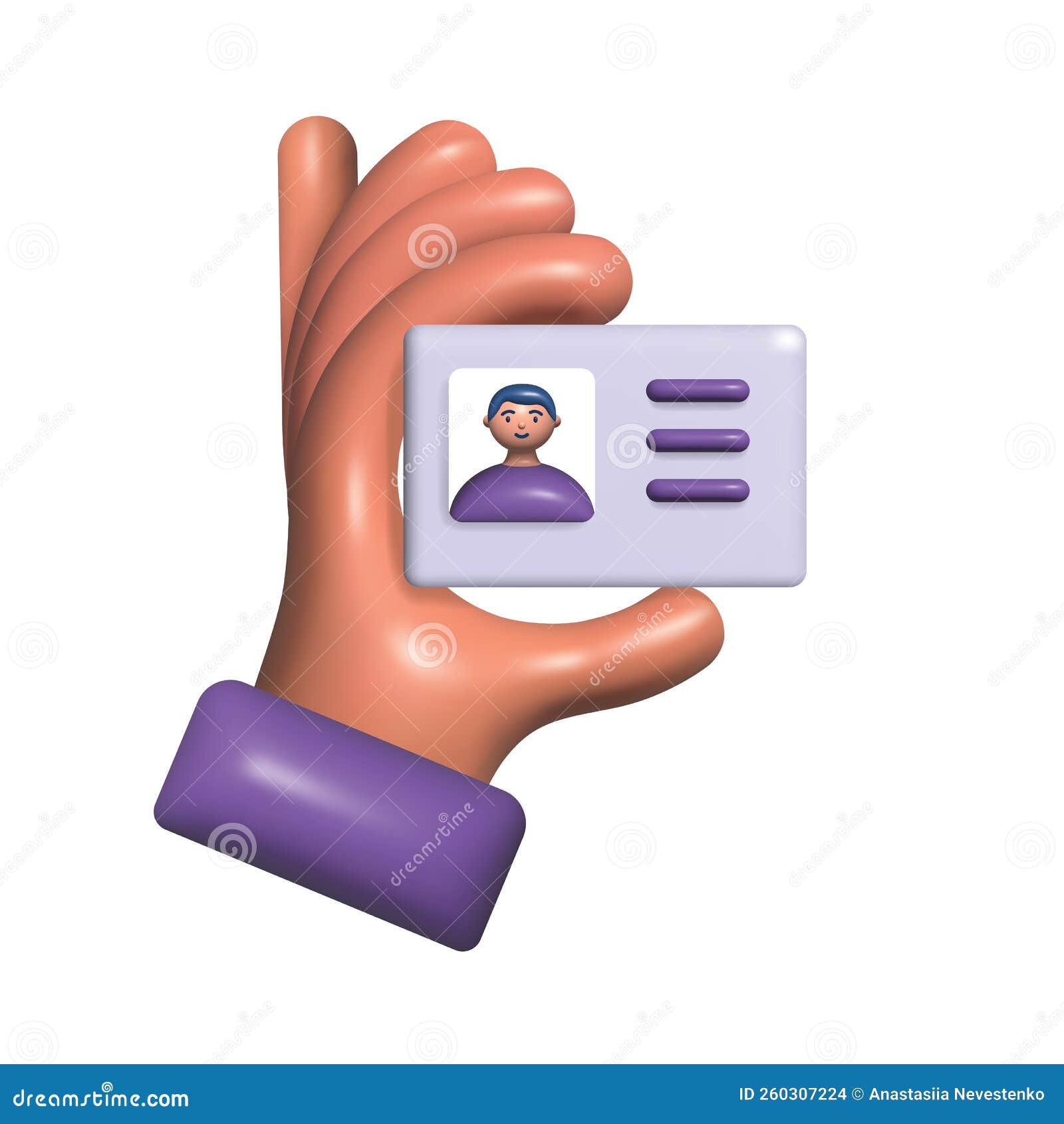 3D ID Card. Human Holds an Identification Card in Hand Stock Vector ...