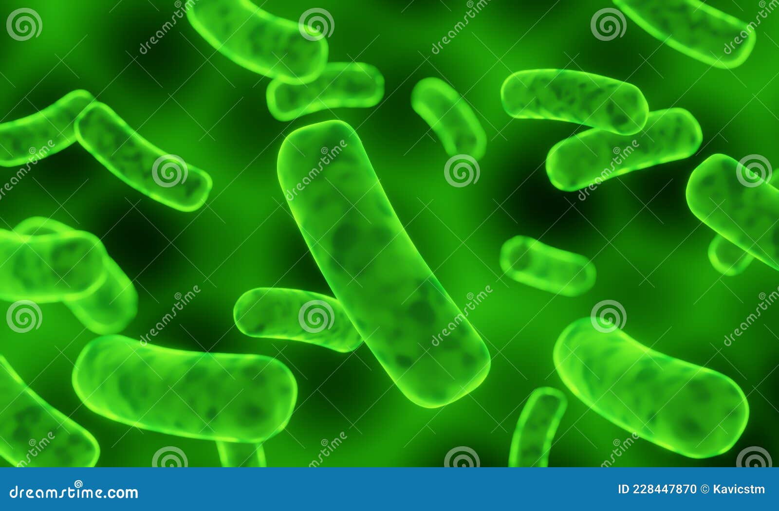 3D Green Microscopic Bacteria Stock Illustration - Illustration of ...