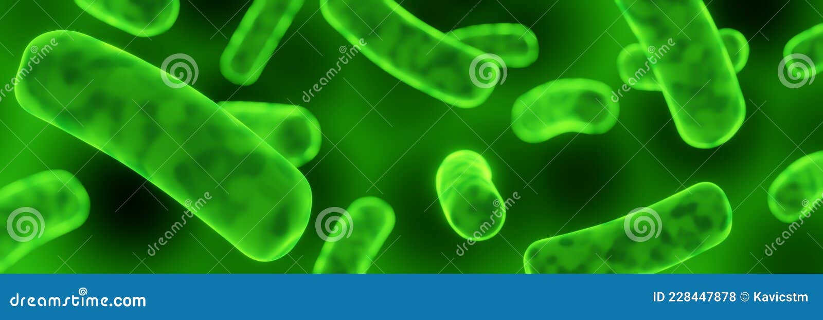 3D Green Microscopic Bacteria Stock Illustration - Illustration of ...