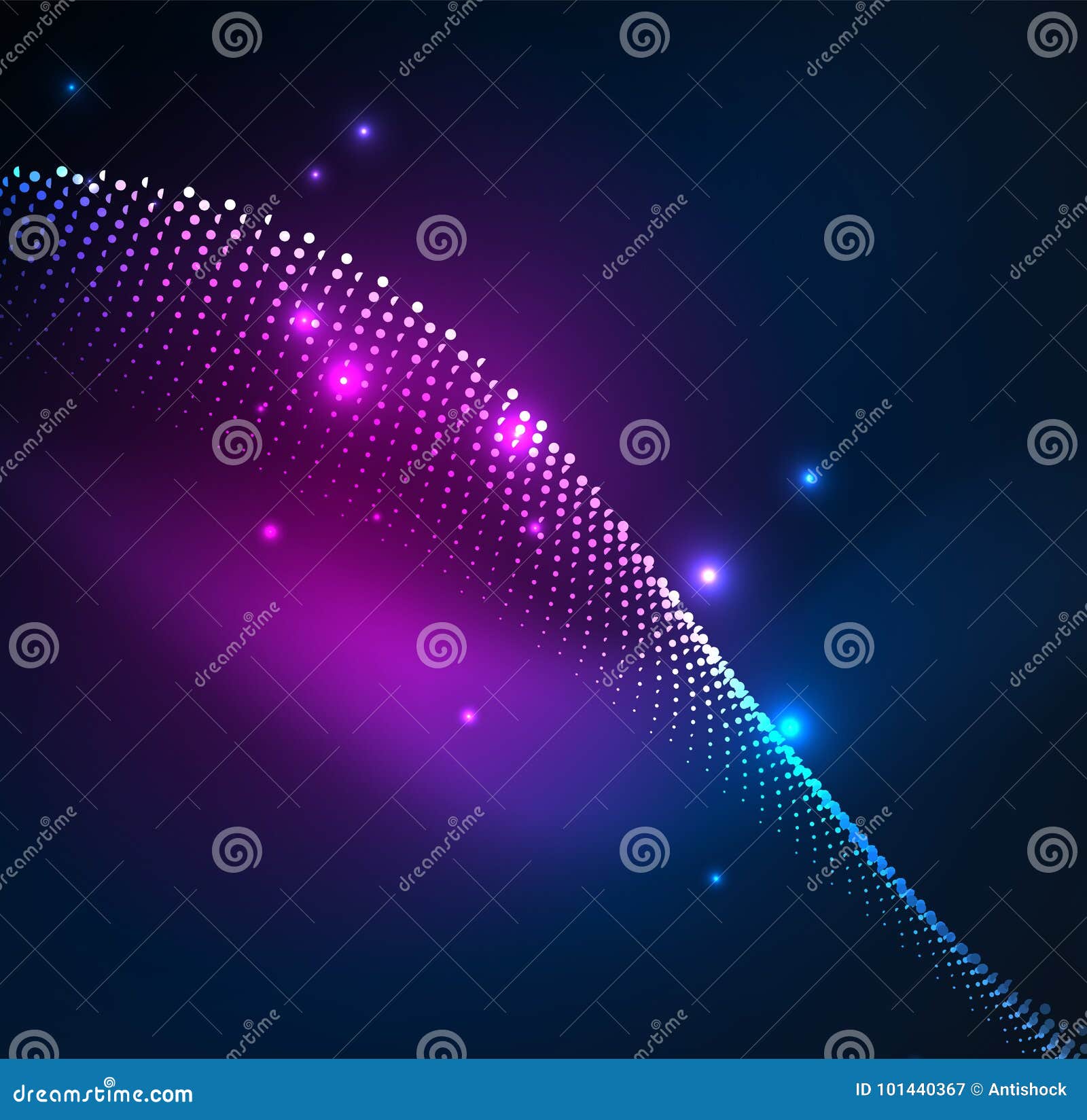 3D Illuminated Wave of Glowing Particles Stock Vector - Illustration of ...