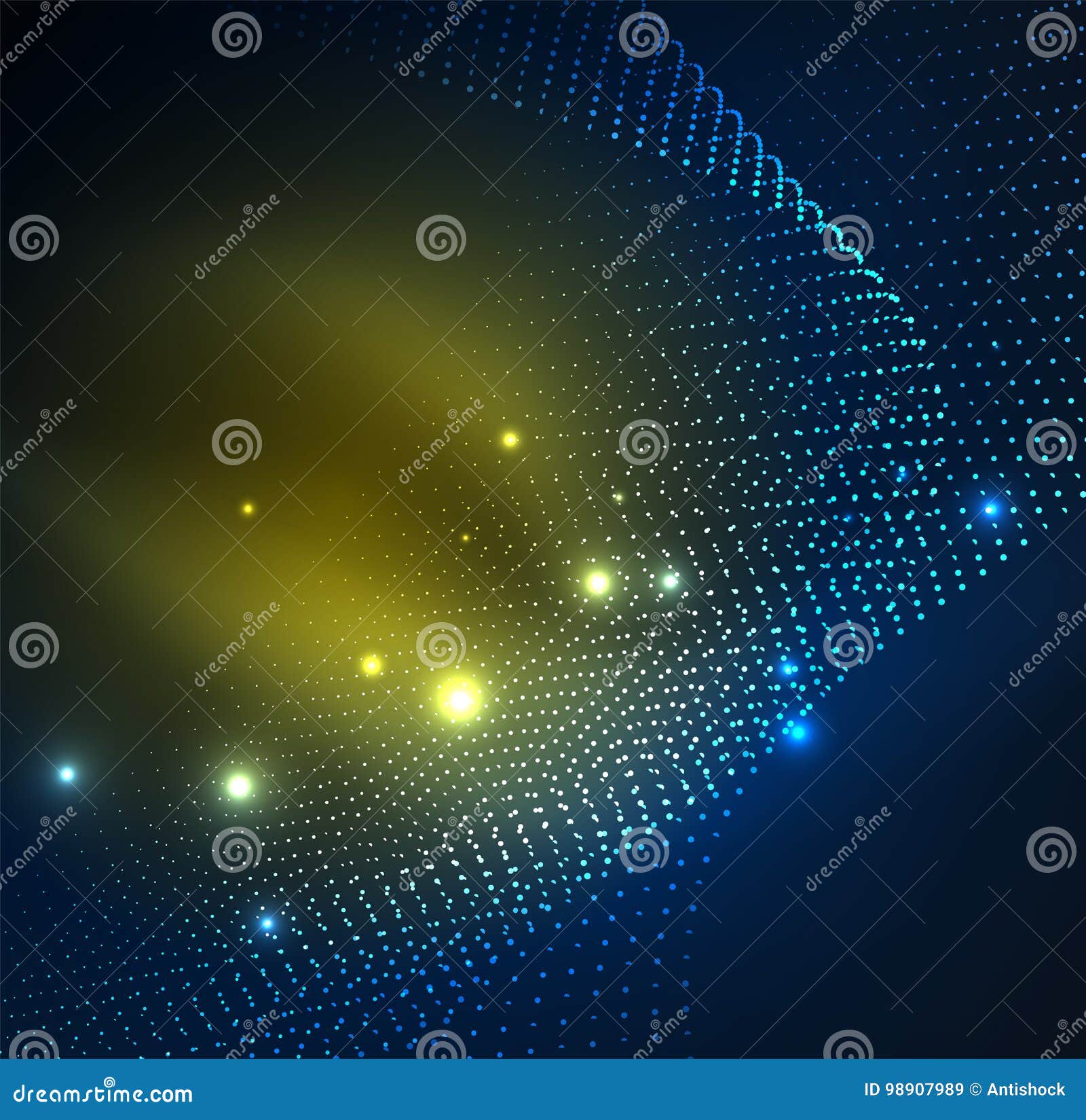 3D Illuminated Wave of Glowing Particles Stock Vector - Illustration of ...