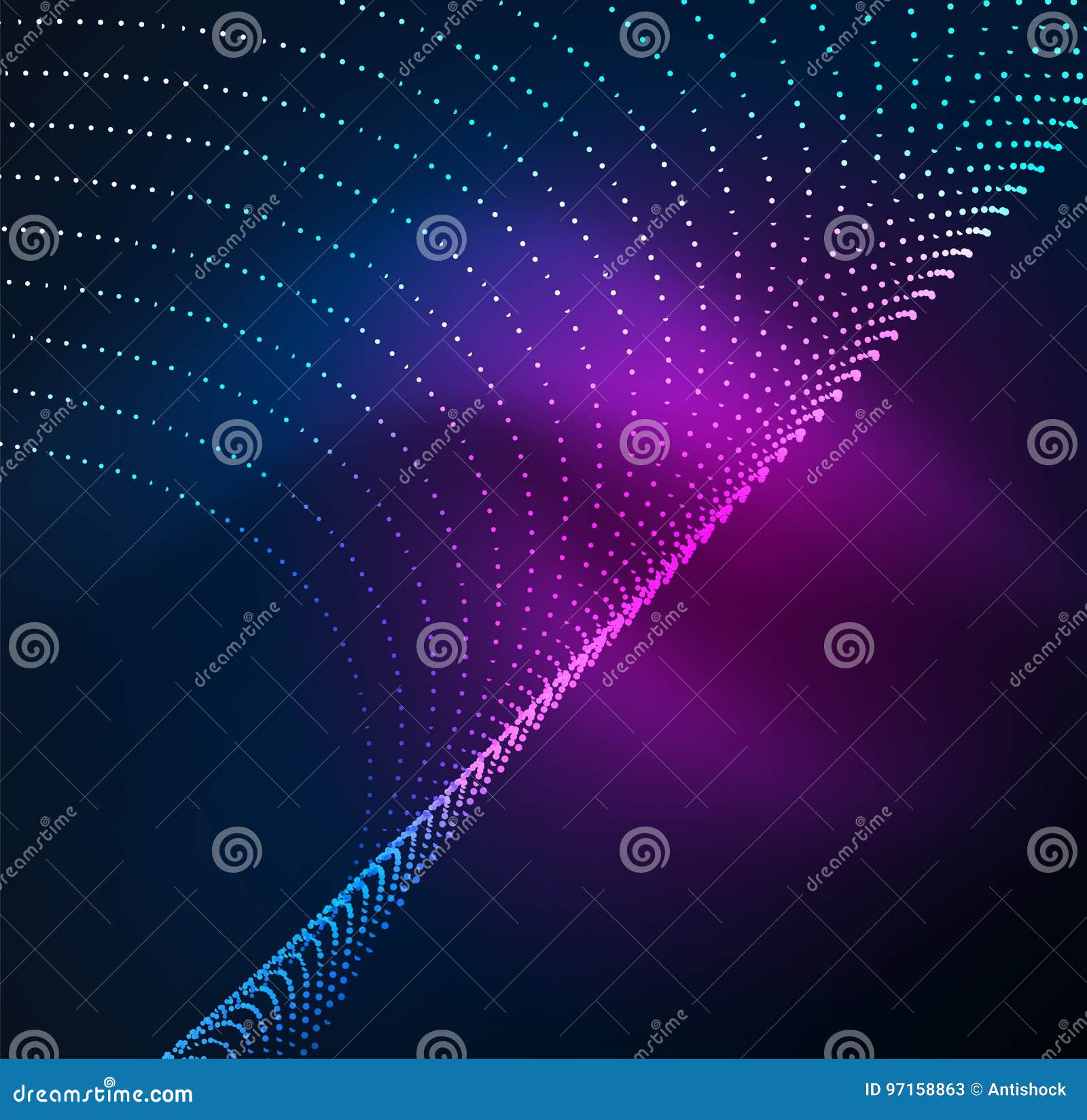3D Illuminated Wave of Glowing Particles Stock Vector - Illustration of ...