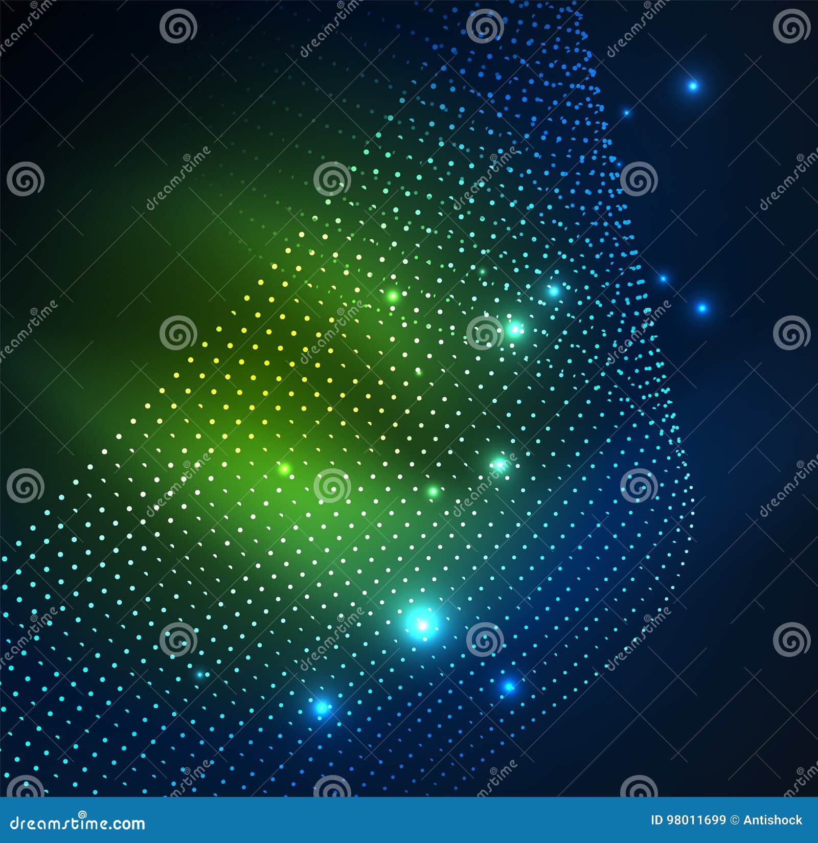 3D Illuminated Wave of Glowing Particles Stock Vector - Illustration of ...