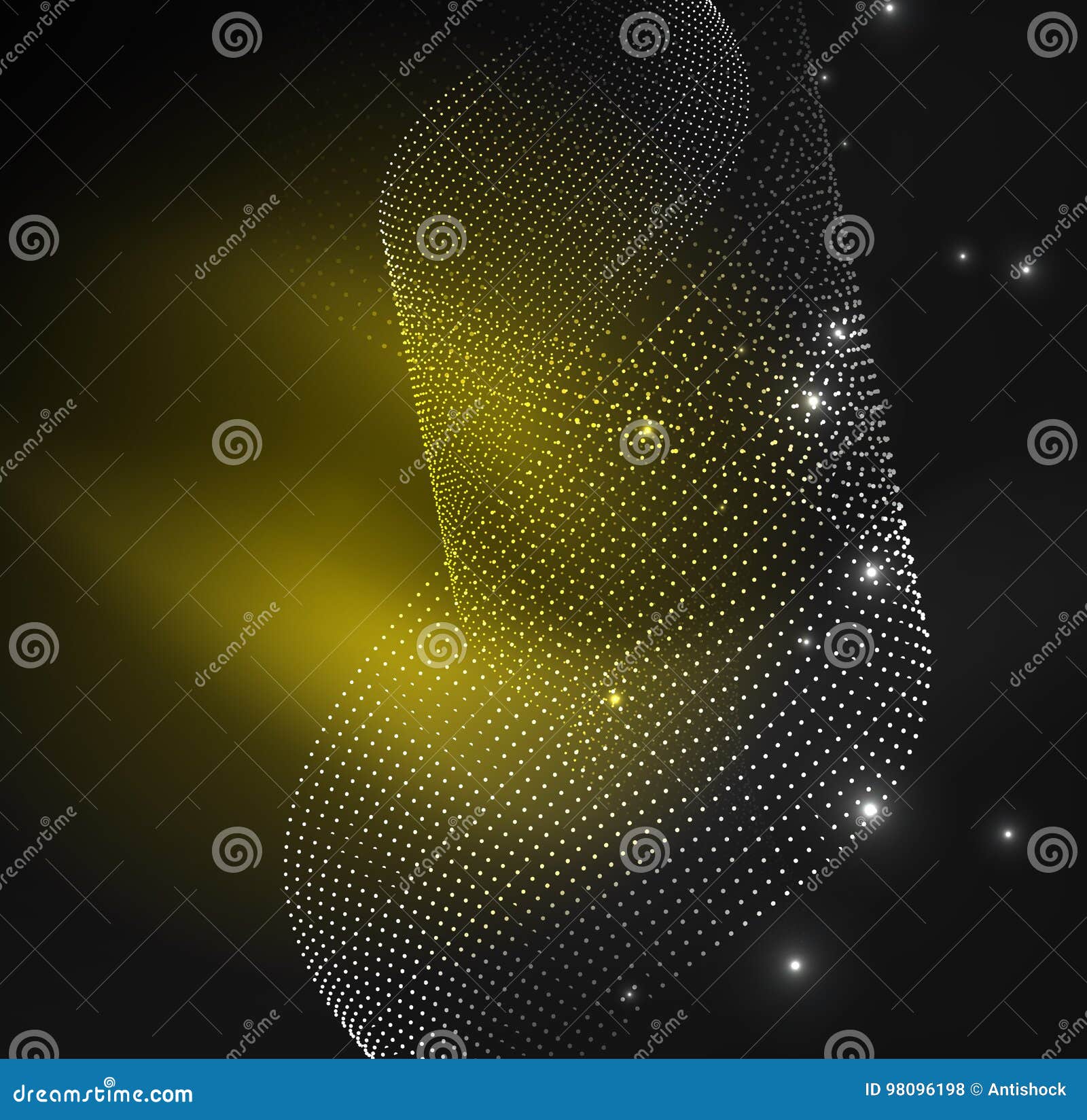 3D Illuminated Wave of Glowing Particles Stock Vector - Illustration of ...