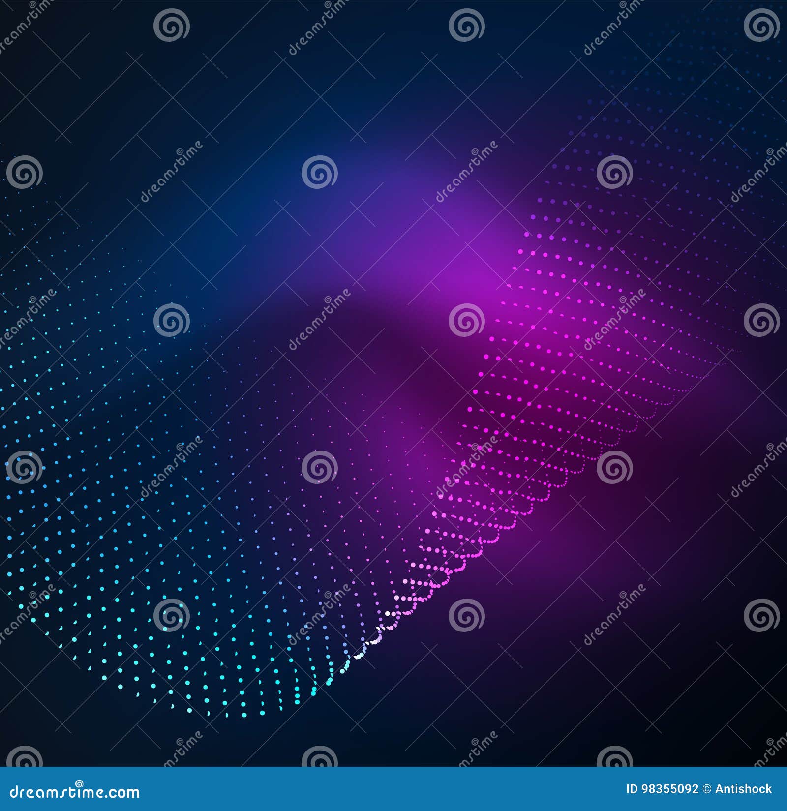3D Illuminated Wave of Glowing Particles Stock Vector - Illustration of ...