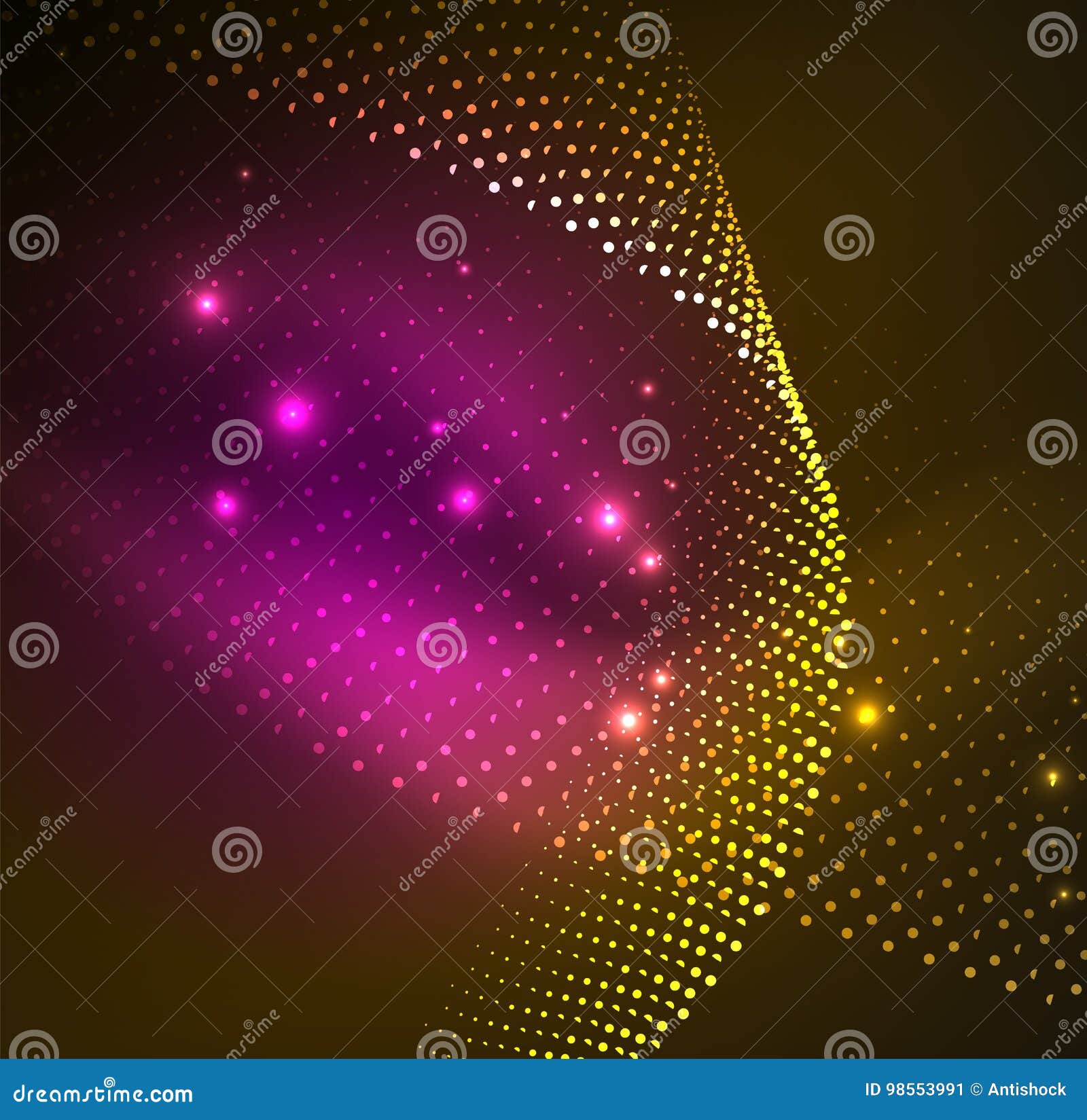 3D Illuminated Wave of Glowing Particles Stock Vector - Illustration of ...