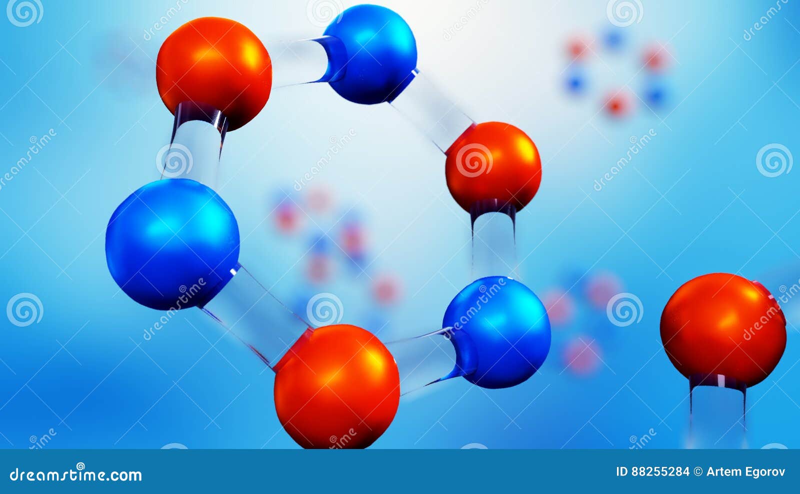 3d Illustratie Van Moleculemodel Wetenschapsachtergrond Met Molecules En Atomen Stock ...