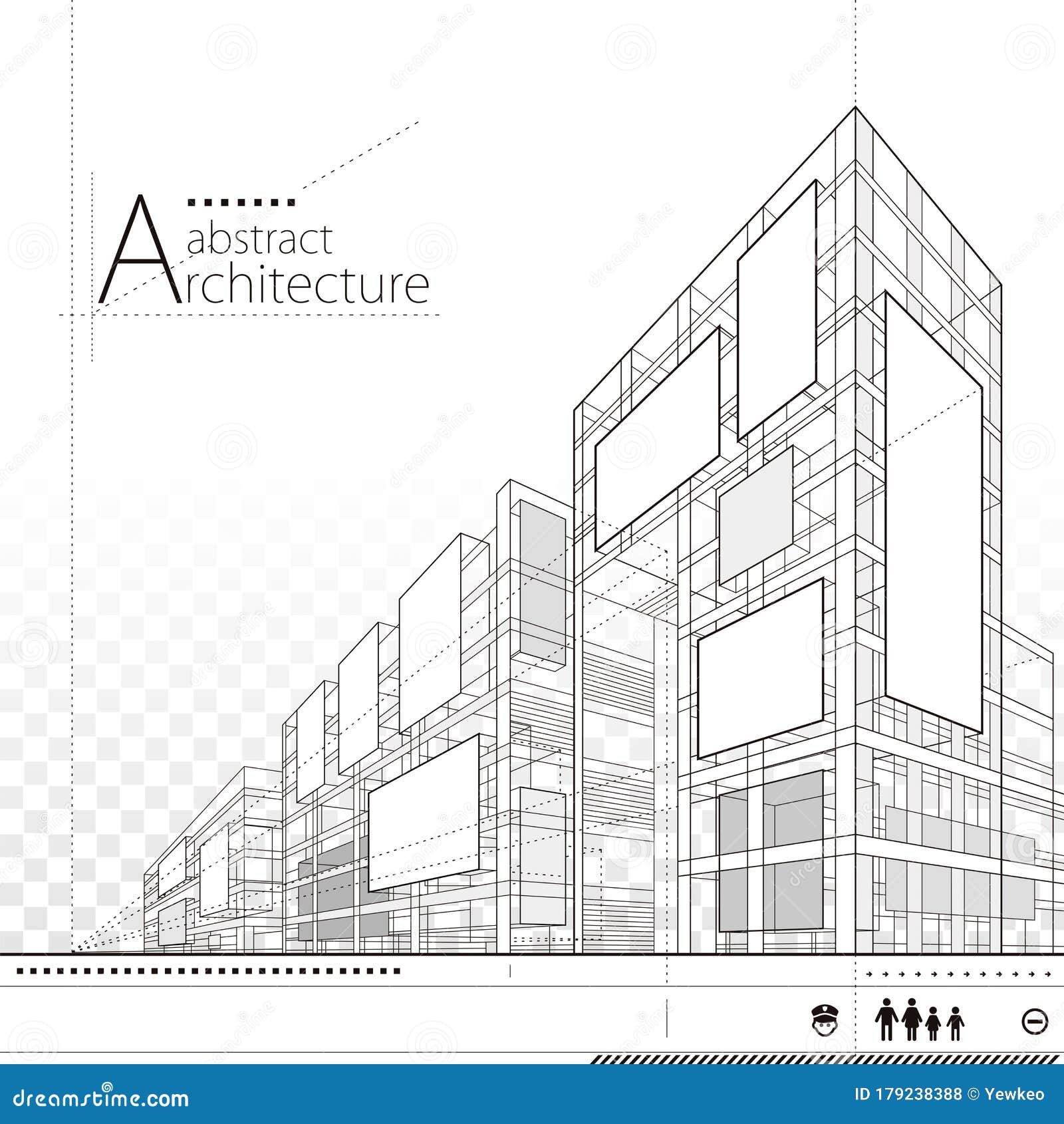 3D Illustration Abstract Architecture Building Line Drawing. Stock ... 3D Illustration Abstract Architecture Building Line Drawing. Stock ...