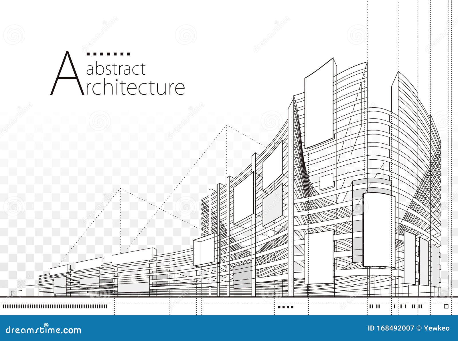 3D Illustration Abstract Architecture Building Line Drawing. Stock ... 3D Illustration Abstract Architecture Building Line Drawing. Stock ...
