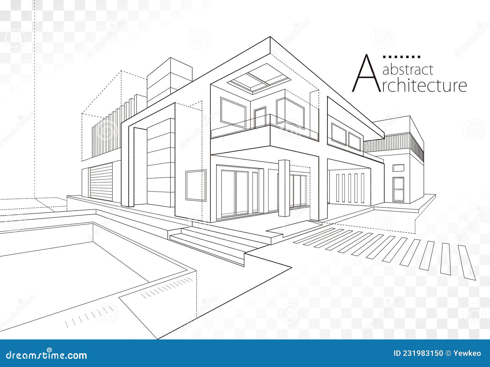 3D Illustration Abstract Architecture Building Line Drawing. Stock ... 3D Illustration Abstract Architecture Building Line Drawing. Stock ...