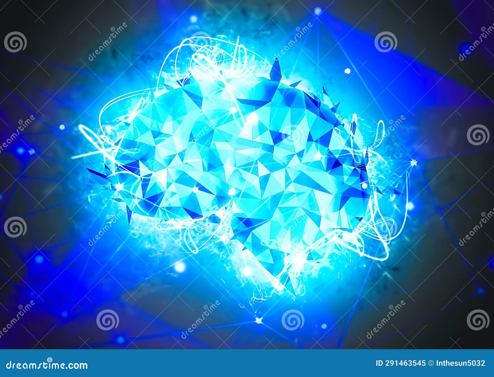 3d Illustration of Abstract Artificial Intelligence Glowing in Blue ...