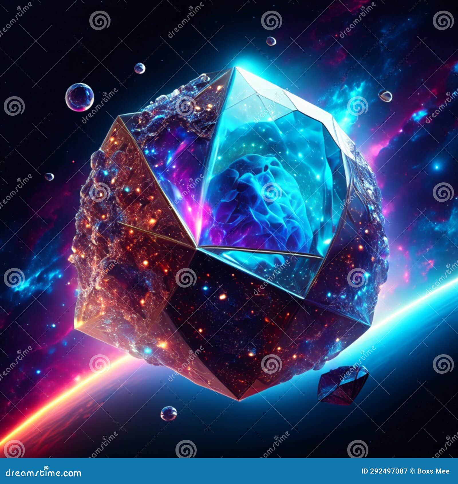 3D Illustration of an Abstract Background with a Diamond in Space. AI ...