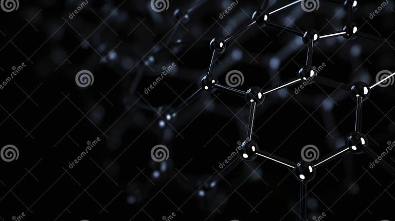 3D Illustration Abstract Black Nanotechnology Molecular Structure High ...