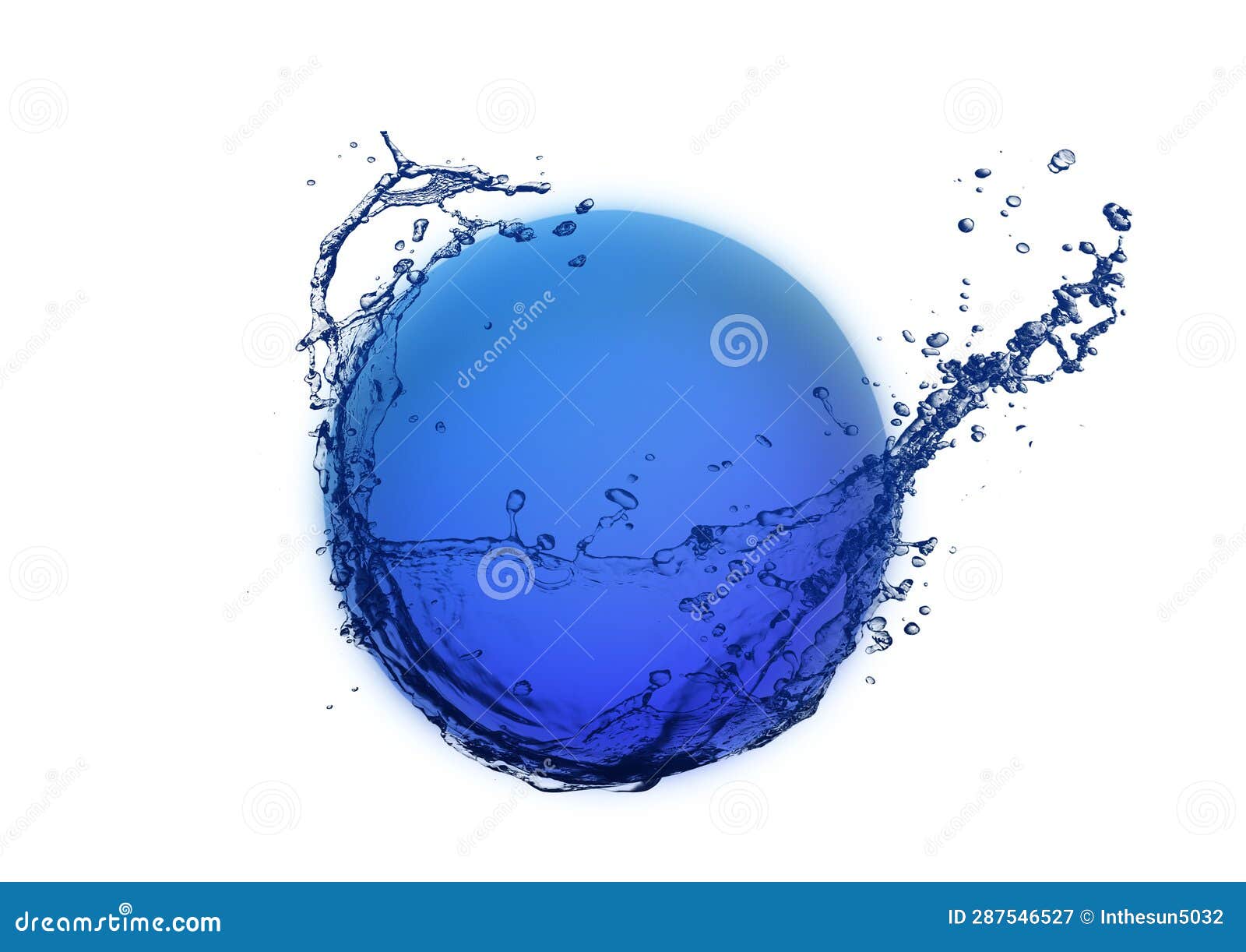3d Illustration of Abstract Blue Splashes and Blue Bubbles Stock ...