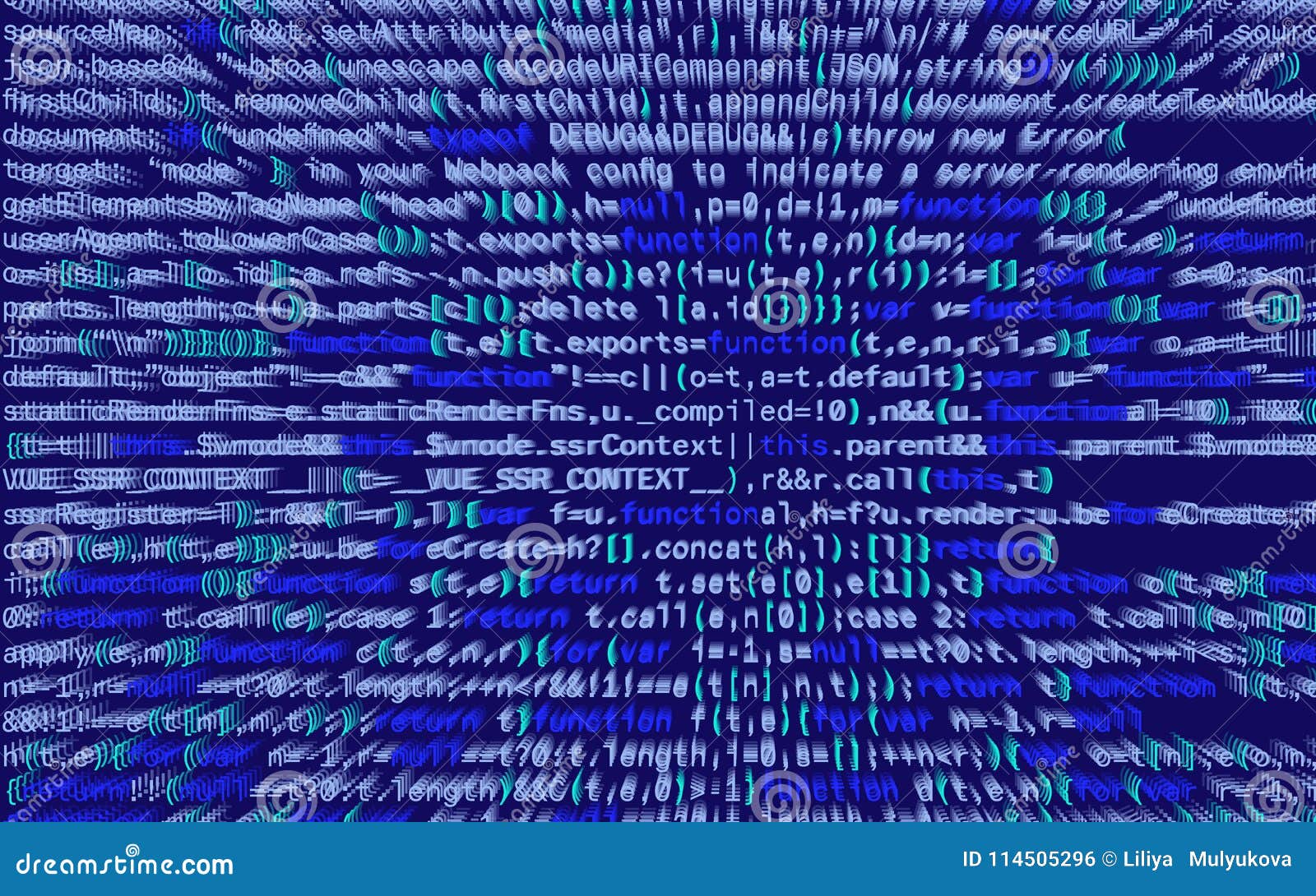 3D Illustration. Abstract Blue Background, Technology. Binary Computer ...