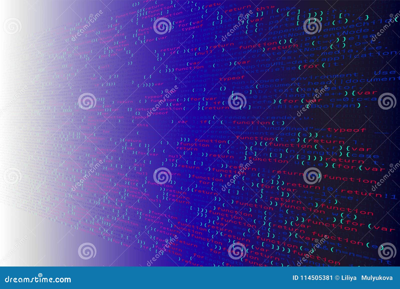 3D Illustration. Abstract Blue Gradient Background, Technology. Binary ...
