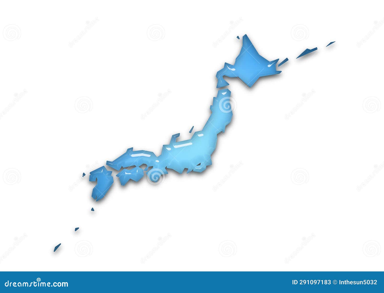 3D Illustration of Abstract Blue Japan Map Stock Illustration ...