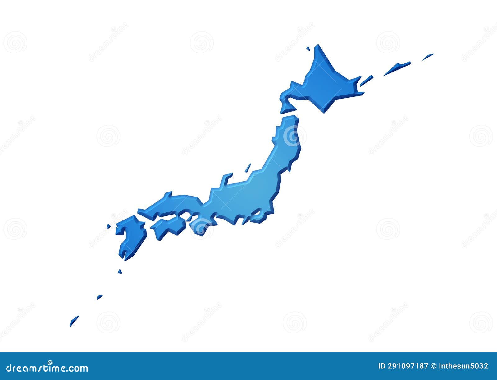 3D Illustration of Abstract Blue Japan Map Stock Illustration ...