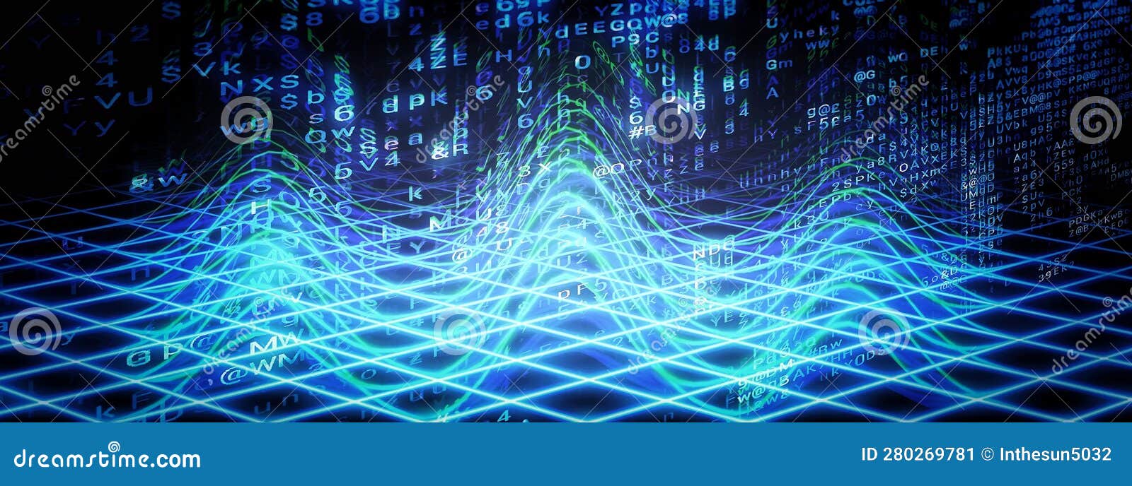 3d Illustration of Abstract Blue Light Waveform Stock Illustration ...