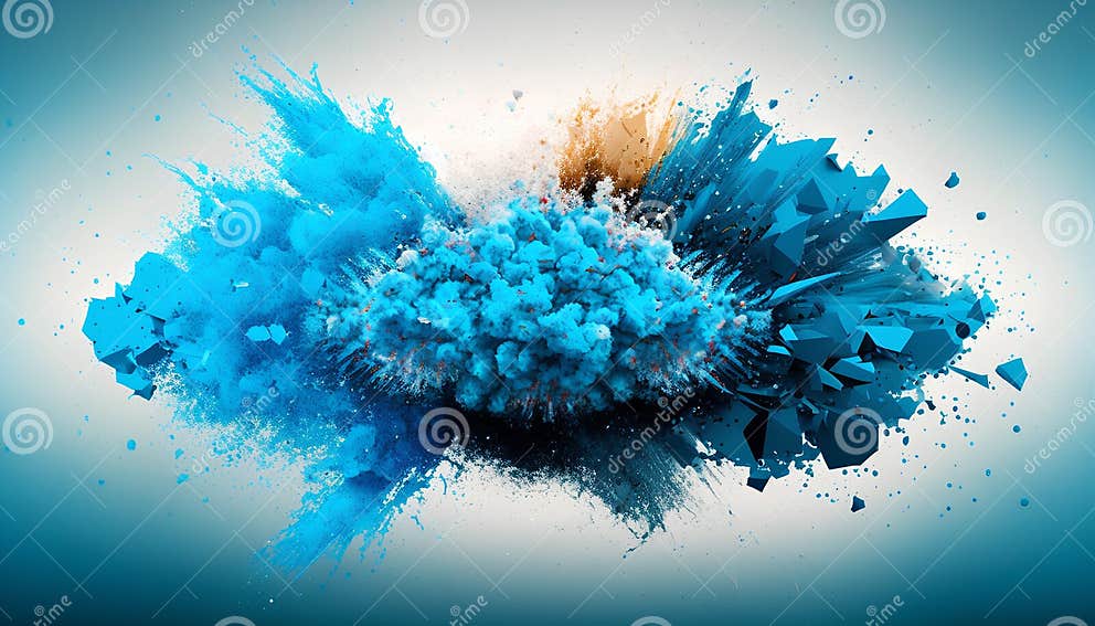 3d Illustration of Abstract Blue and Orange Background with Explosion ...