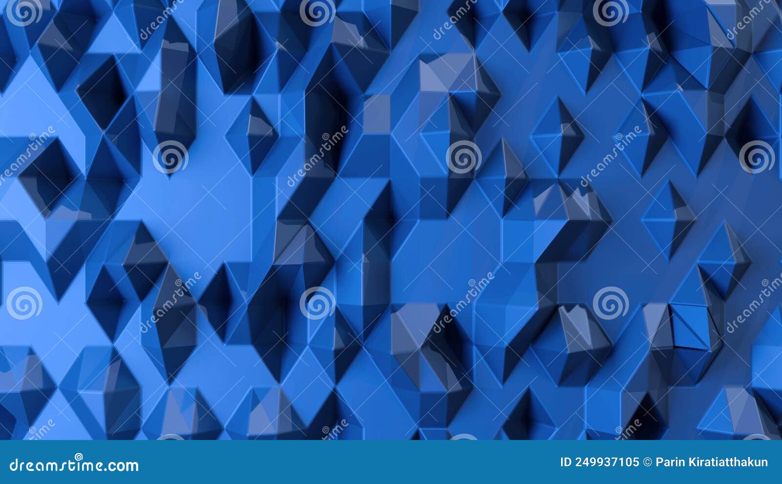 3D Illustration, Abstract Blue Polygon Crystal Background, Futuristic Polygonal Shape Texture ...