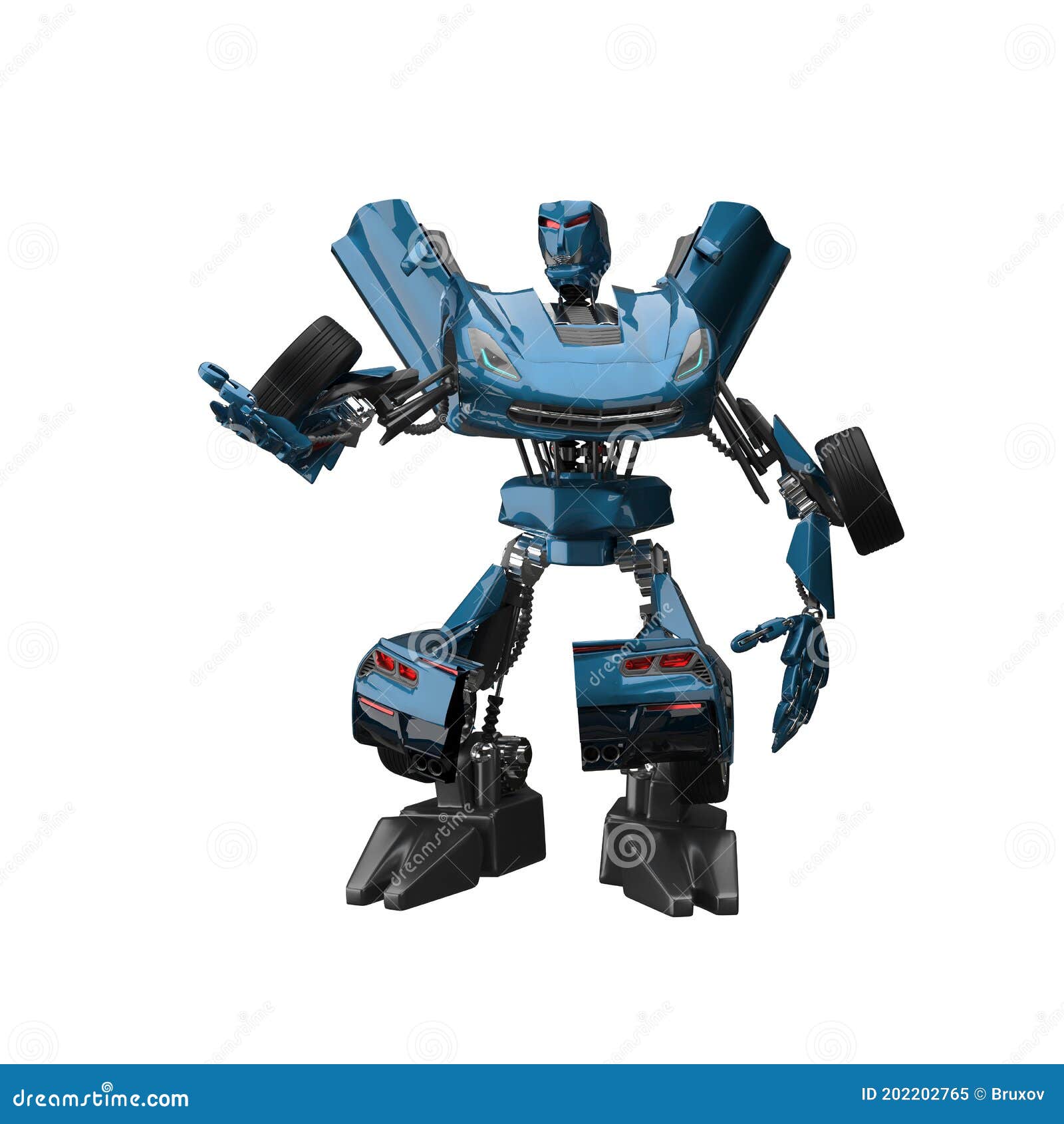 3D Illustration Abstract Blue Robot Stand Stock Illustration ...