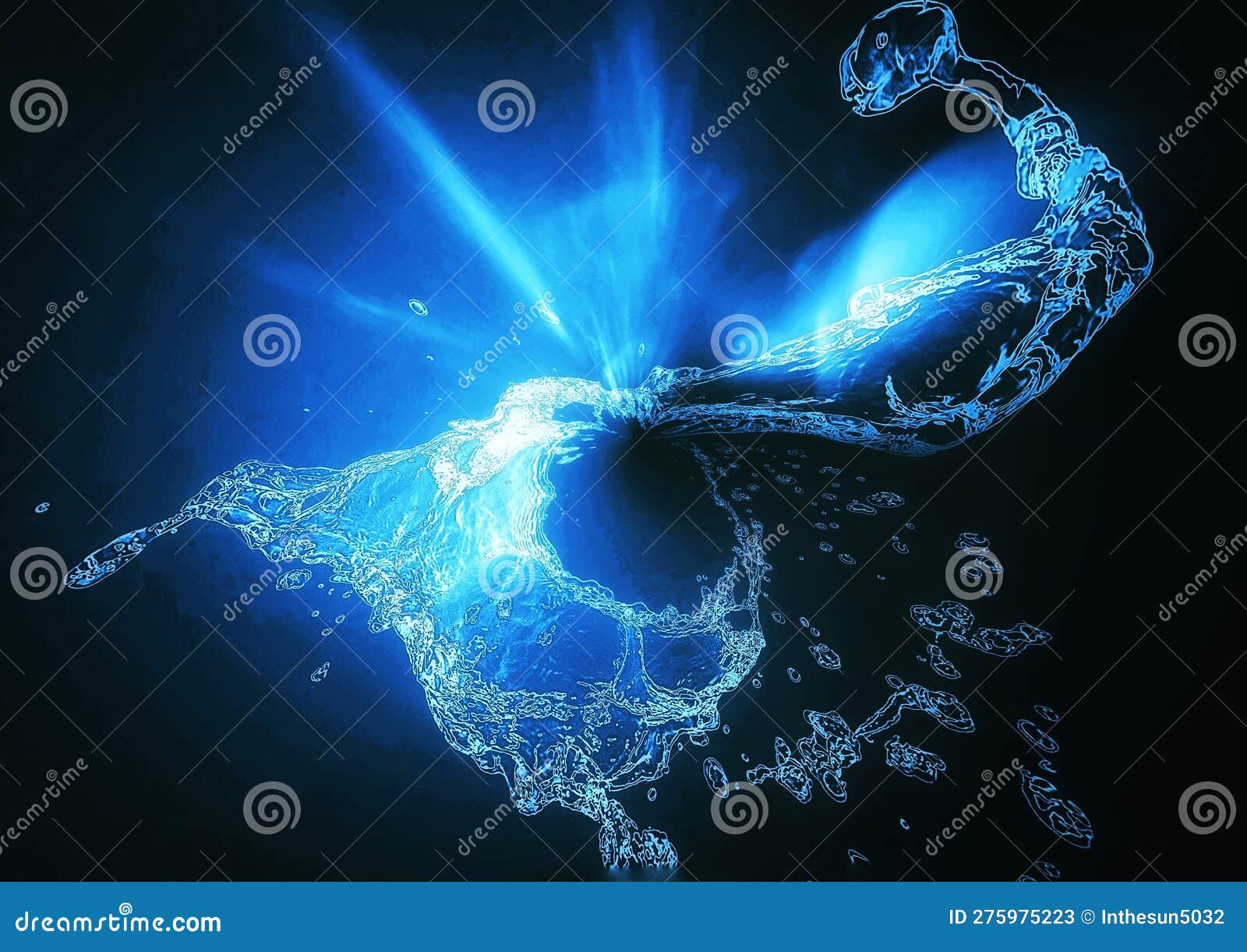 Abstract Blue Splashes and Black Background Stock Illustration ...