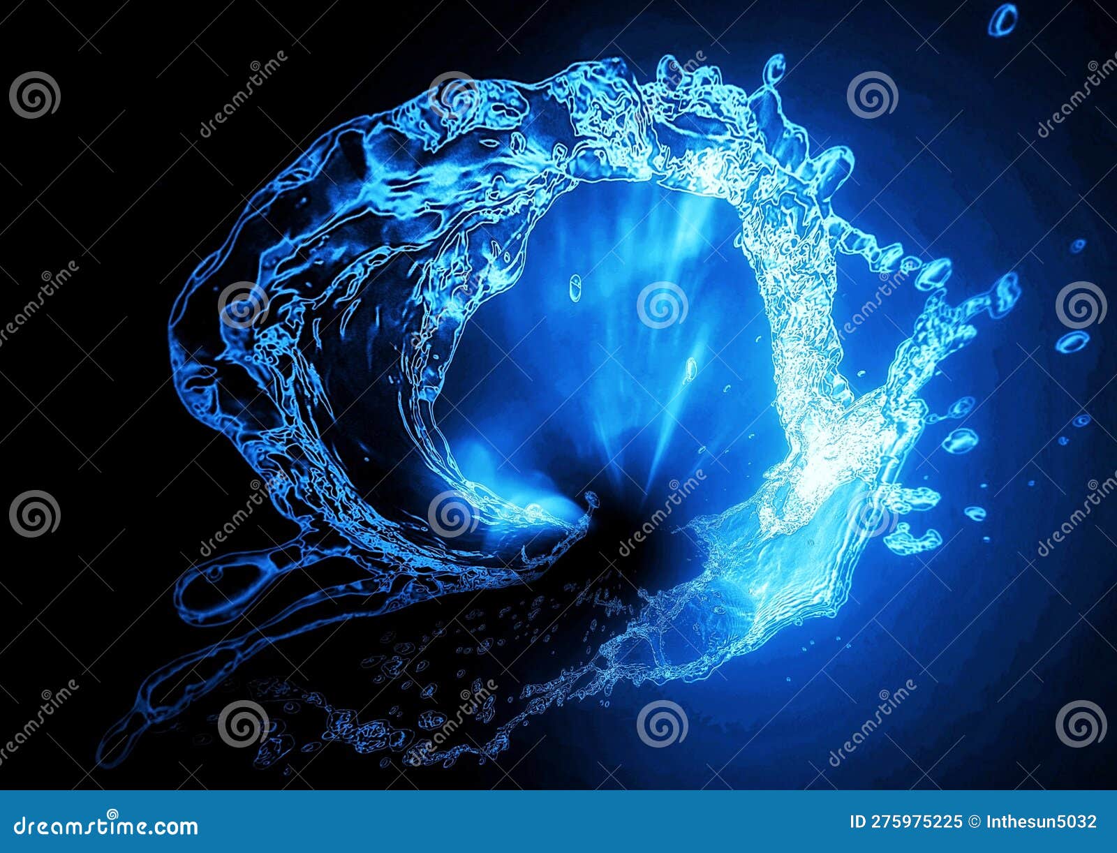 Abstract Blue Splashes and Black Background Stock Illustration ...