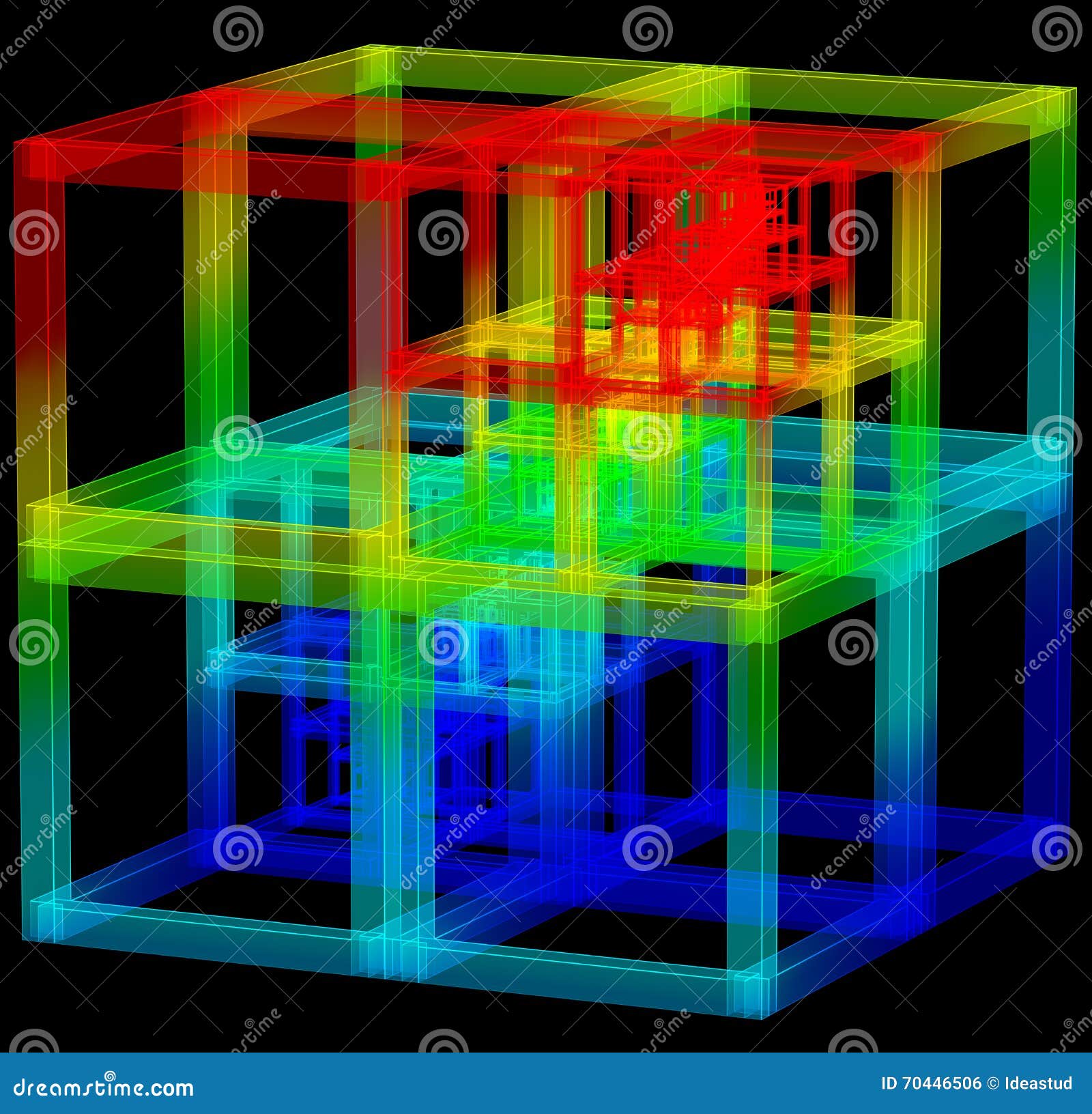 3D Illustration of Abstract Cube Construction Stock Illustration ...