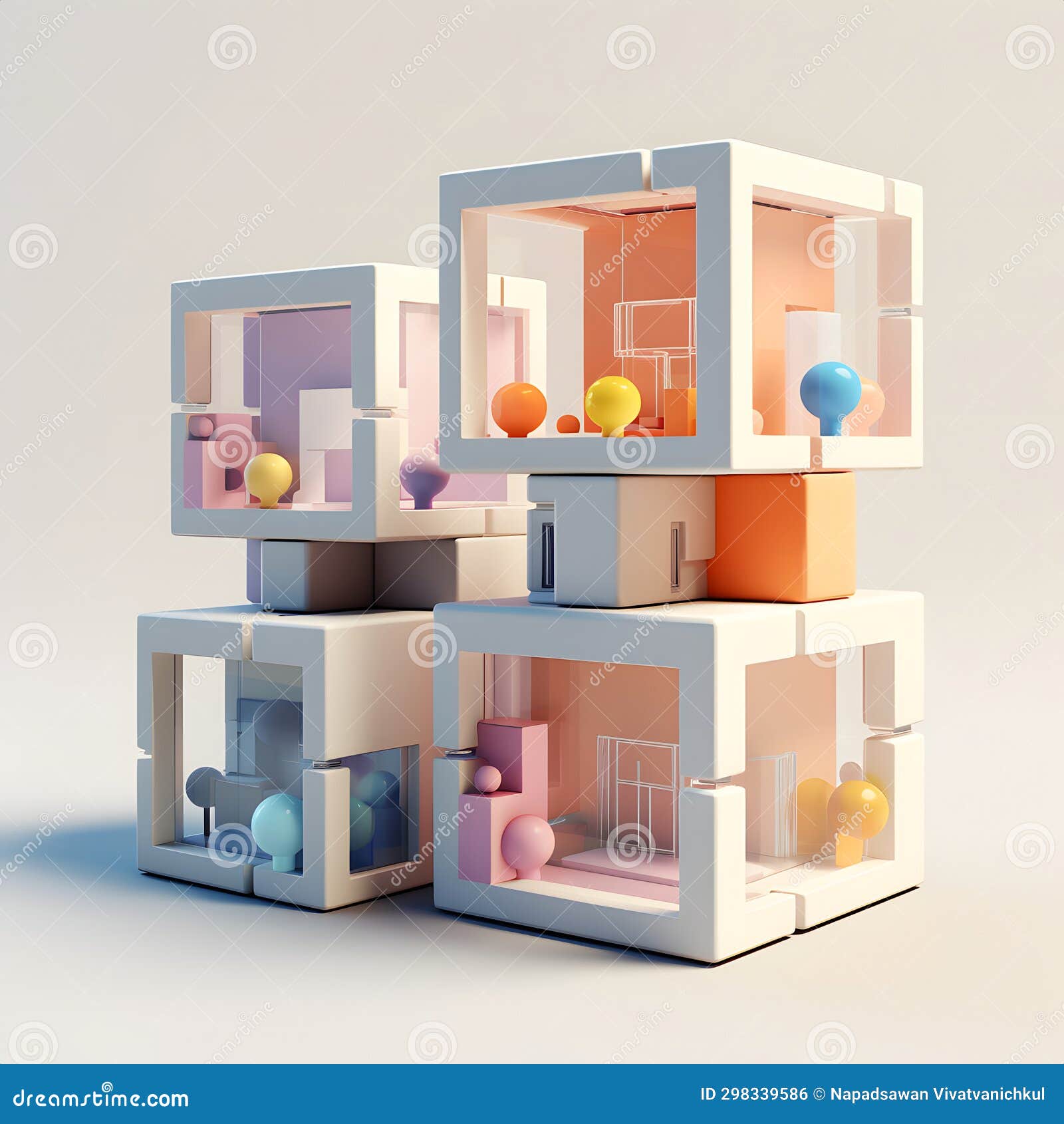 3d Illustration of an Abstract Cube Room. Generative AI. Stock ...