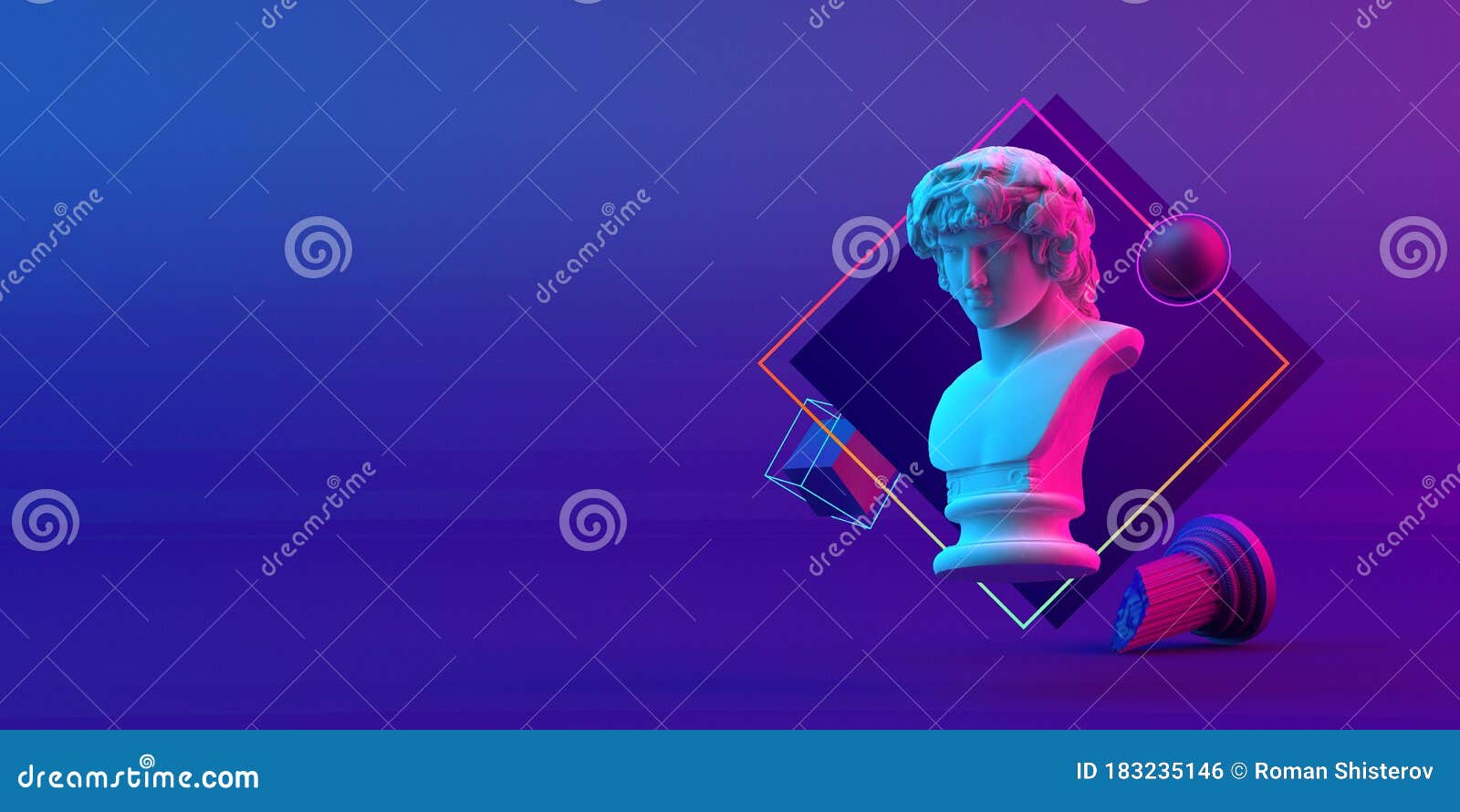 3d-illustration of an Abstract Cyberpunk Composition of Antinous ...