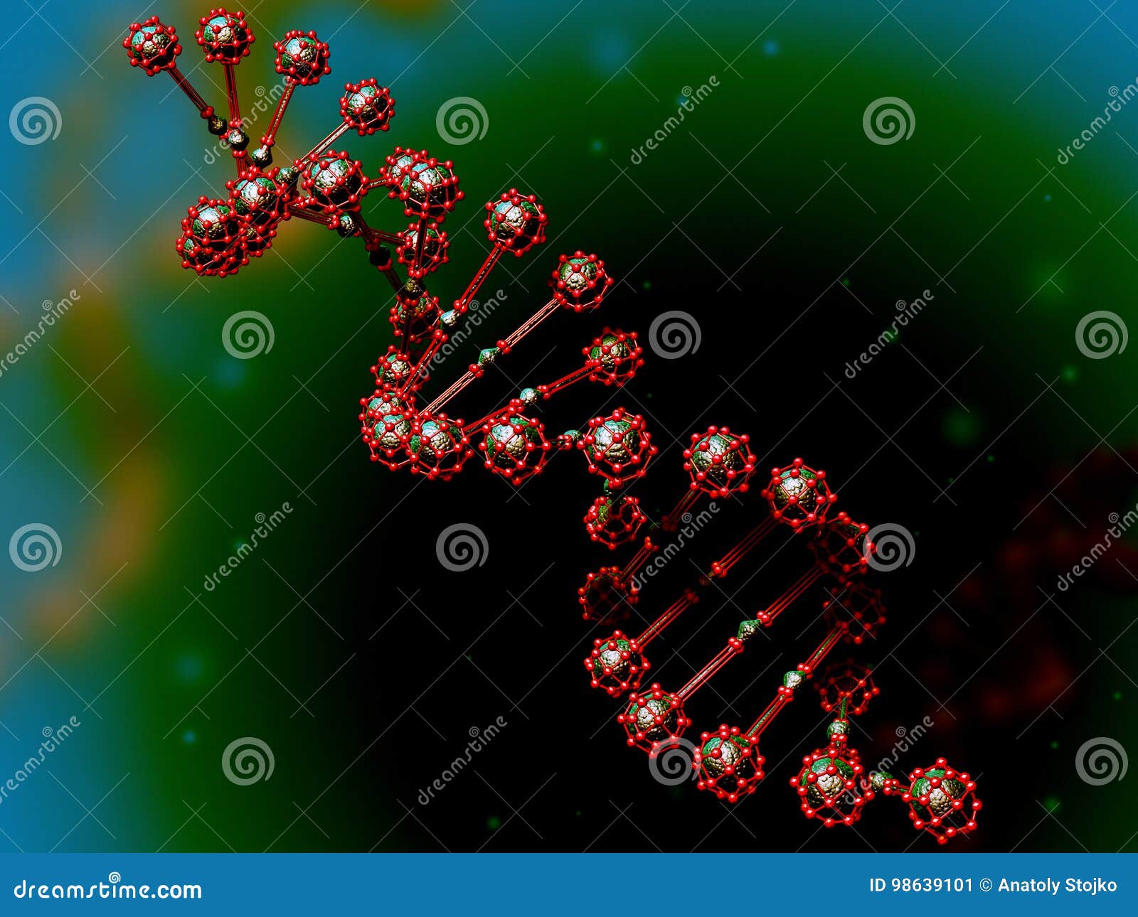 3d Illustration of Abstract DNA Helix in Deep Biological Space. Stock ...