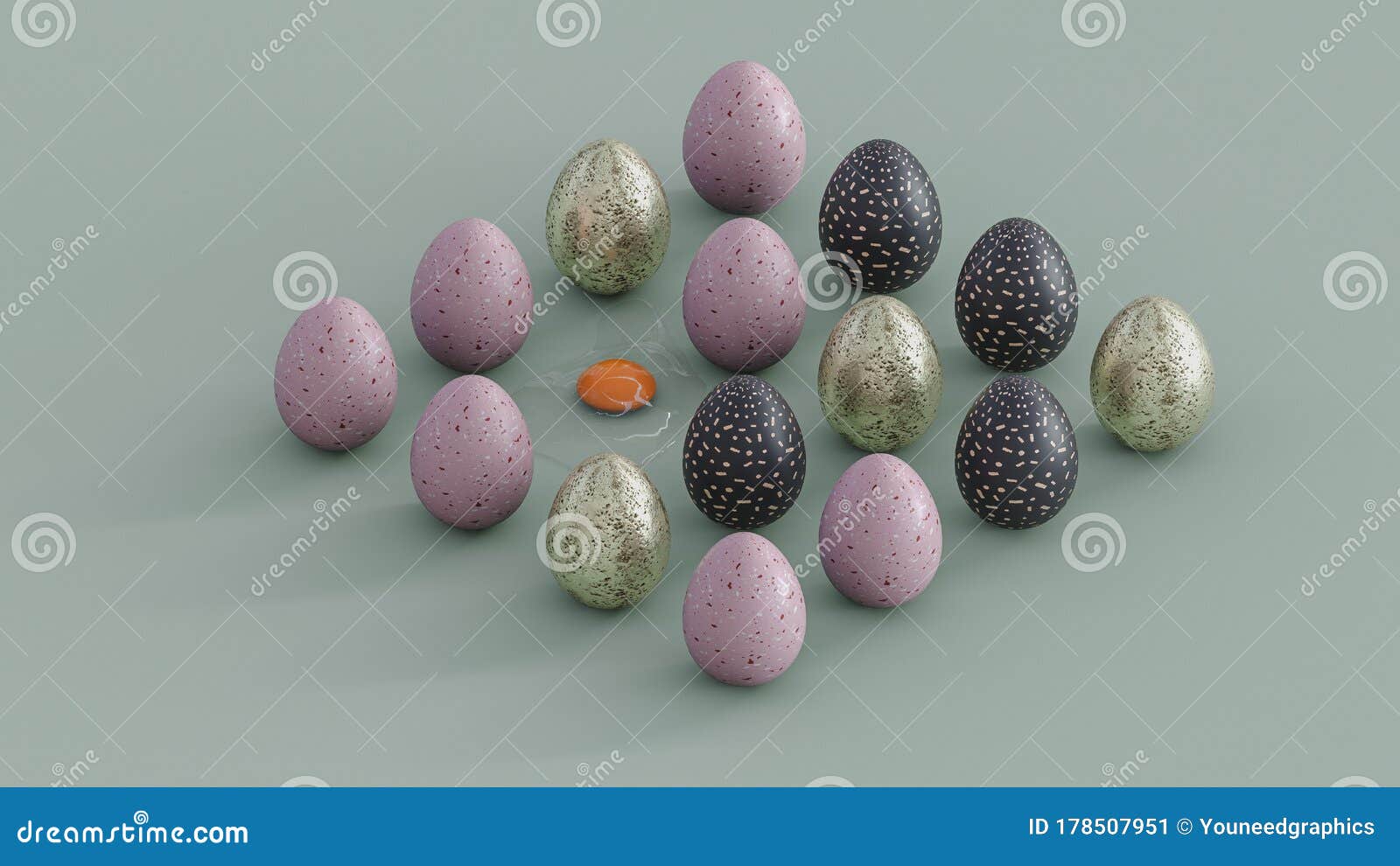 Isometric View of Abstract Easter Eggs Composition. 3d Illustration ...