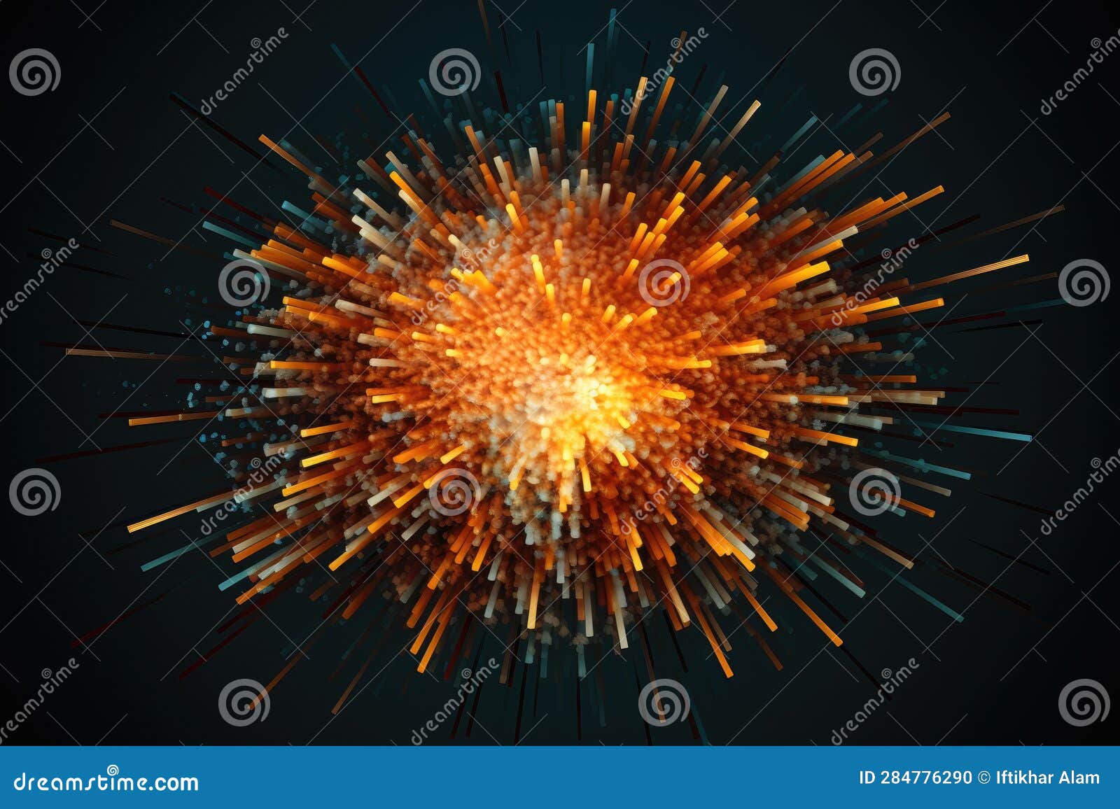 3d Illustration of Abstract Explosion of Particles. Concept of Science ...