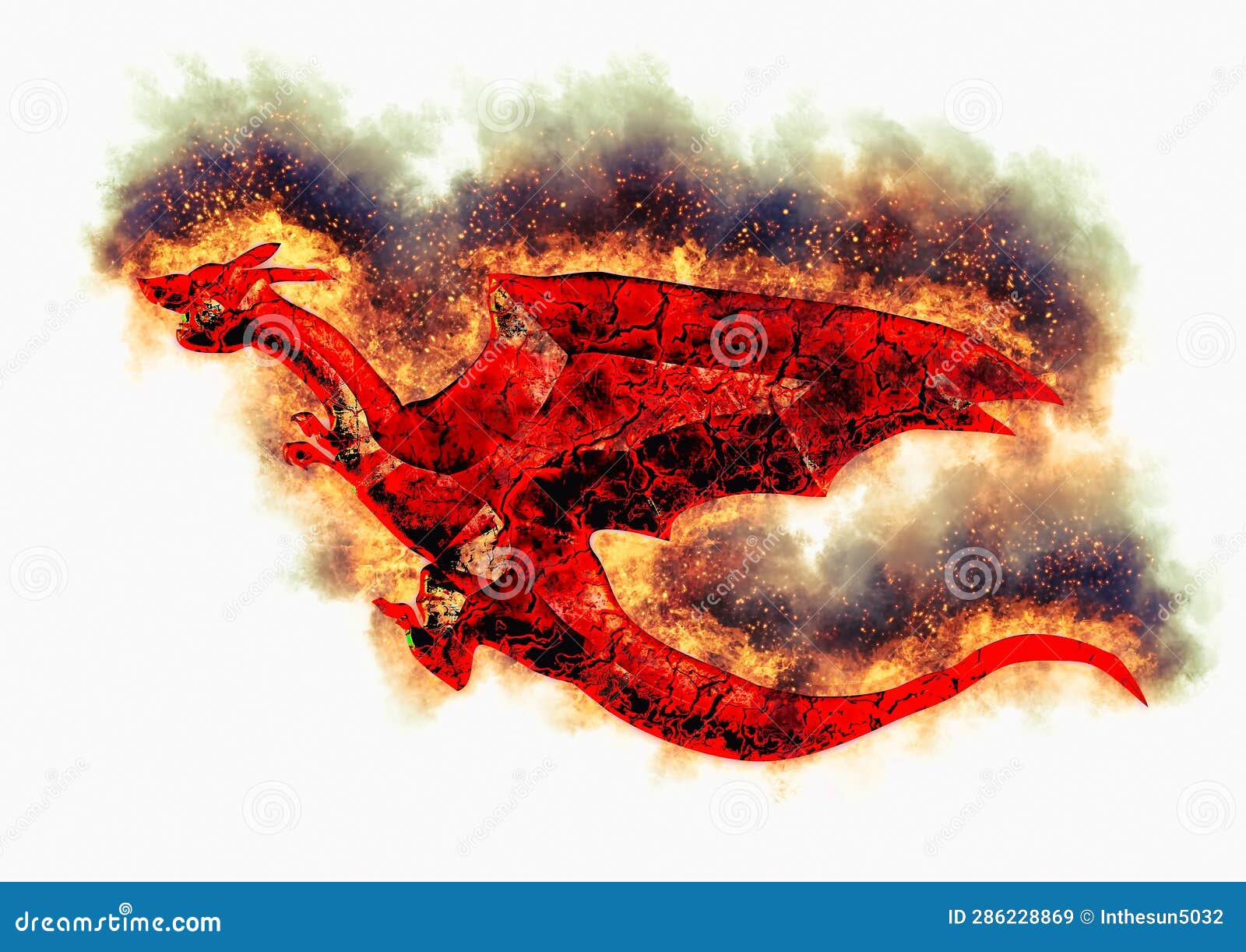 3d Illustration of an Abstract Fire Dragon Flapping Its Wings Stock ...