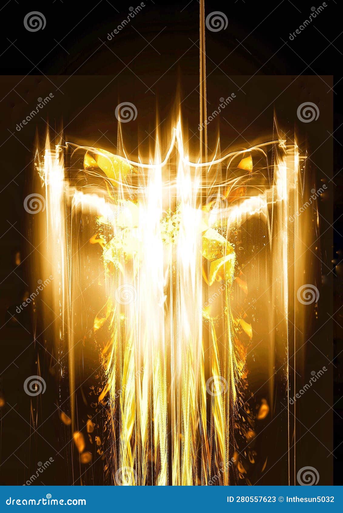 3d Illustration of an Abstract Firebird Flapping Its Wings in the Dark ...