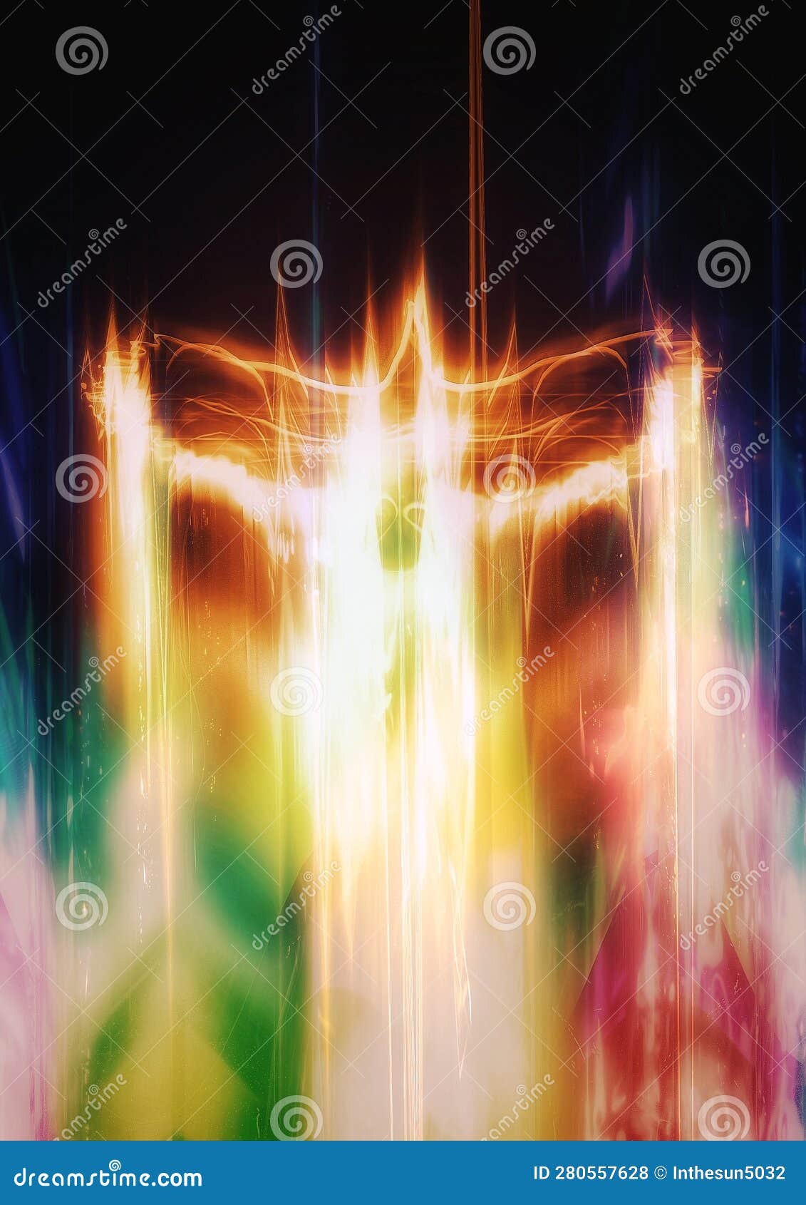 3d Illustration of an Abstract Firebird Flapping Its Wings in the Dark ...