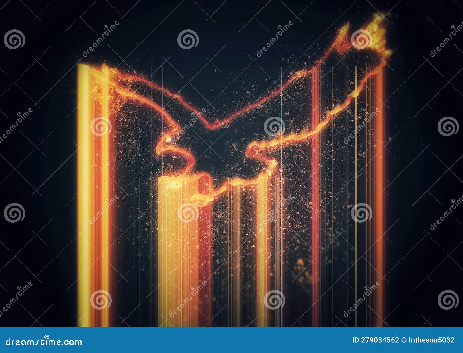 3d Illustration of an Abstract Firebird Flapping Its Wings in the Night ...