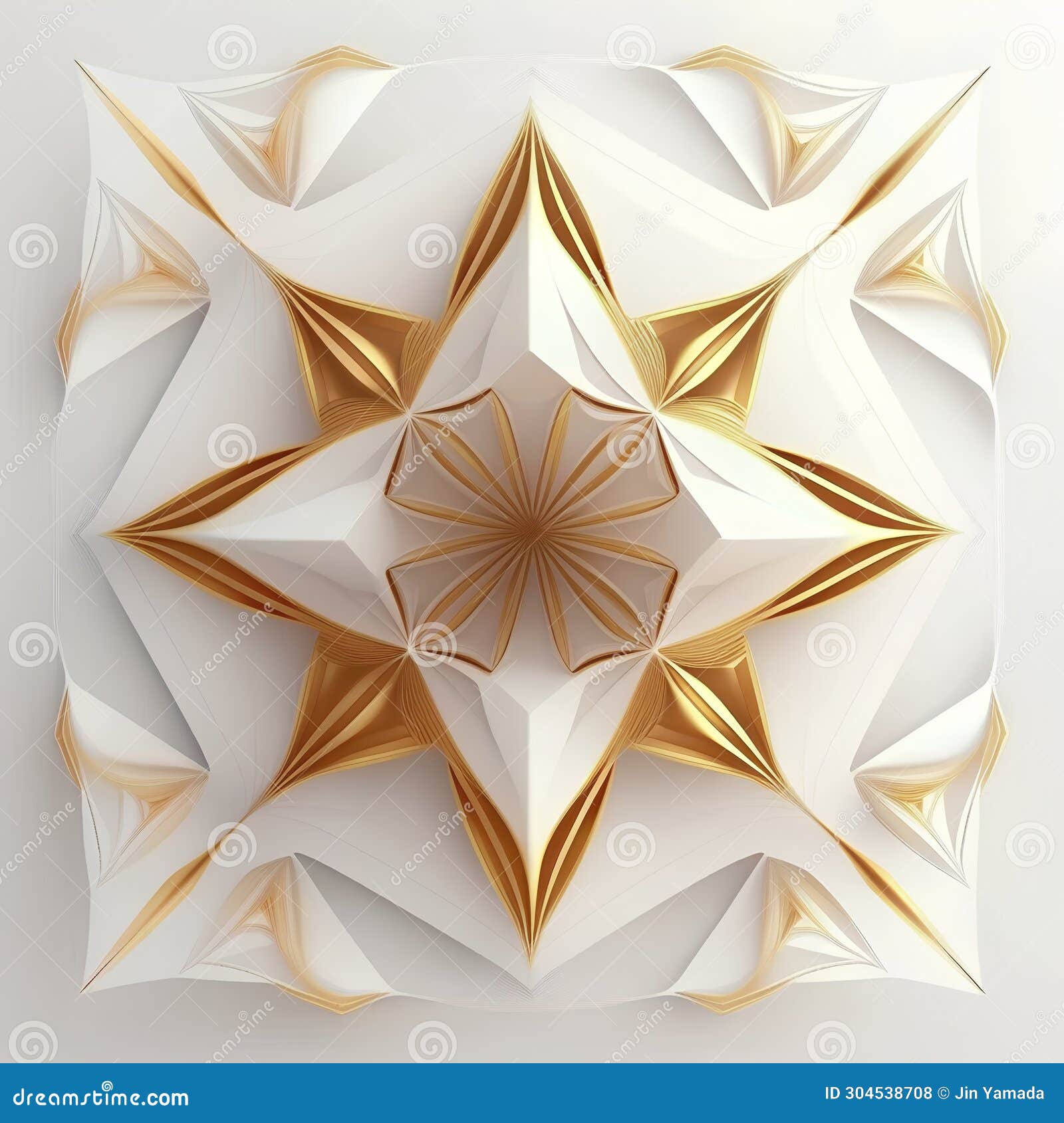 3d Illustration of Abstract Geometric Background with Gold and White ...