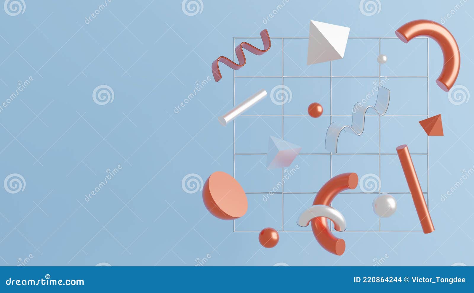 3D Illustration of Abstract Geometrical Objects and an Empty Space for ...