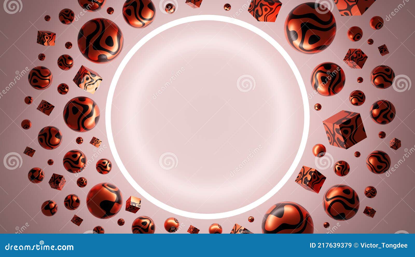 3D Illustration of Abstract Glossy Spheres Surround a Blank Space ...