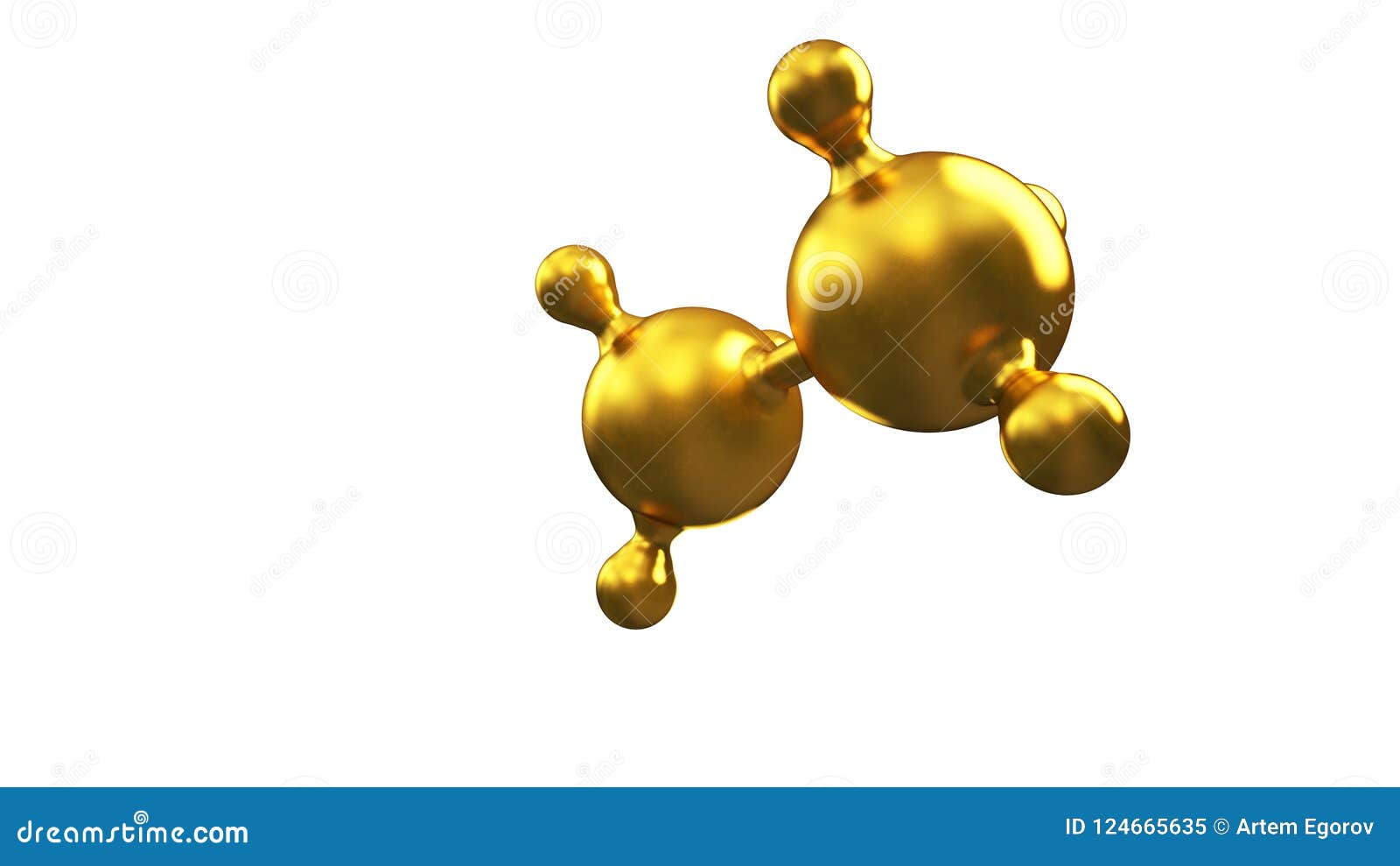 3D Illustration of Abstract Gold Molecule Background Stock Illustration ...