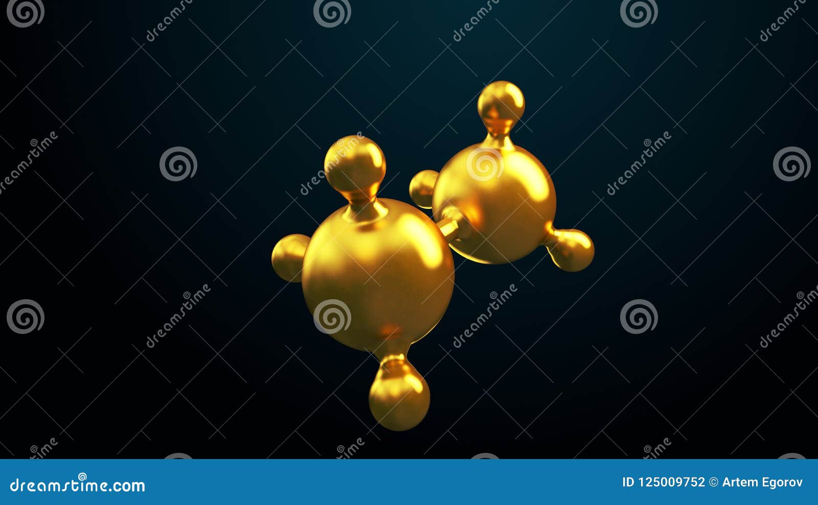 3D Illustration of Abstract Gold Molecule Background Stock Illustration ...