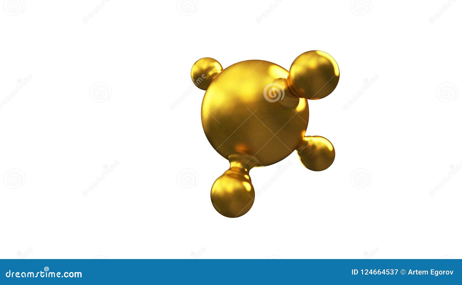 3D Illustration of Abstract Gold Molecule Background Stock Illustration ...