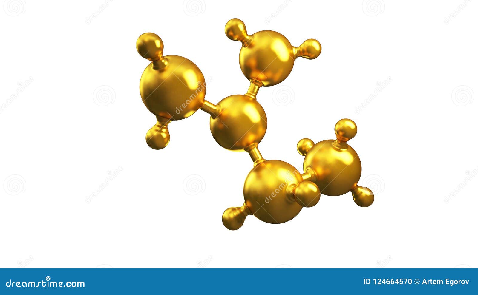 3D Illustration of Abstract Gold Molecule Background Stock Illustration ...