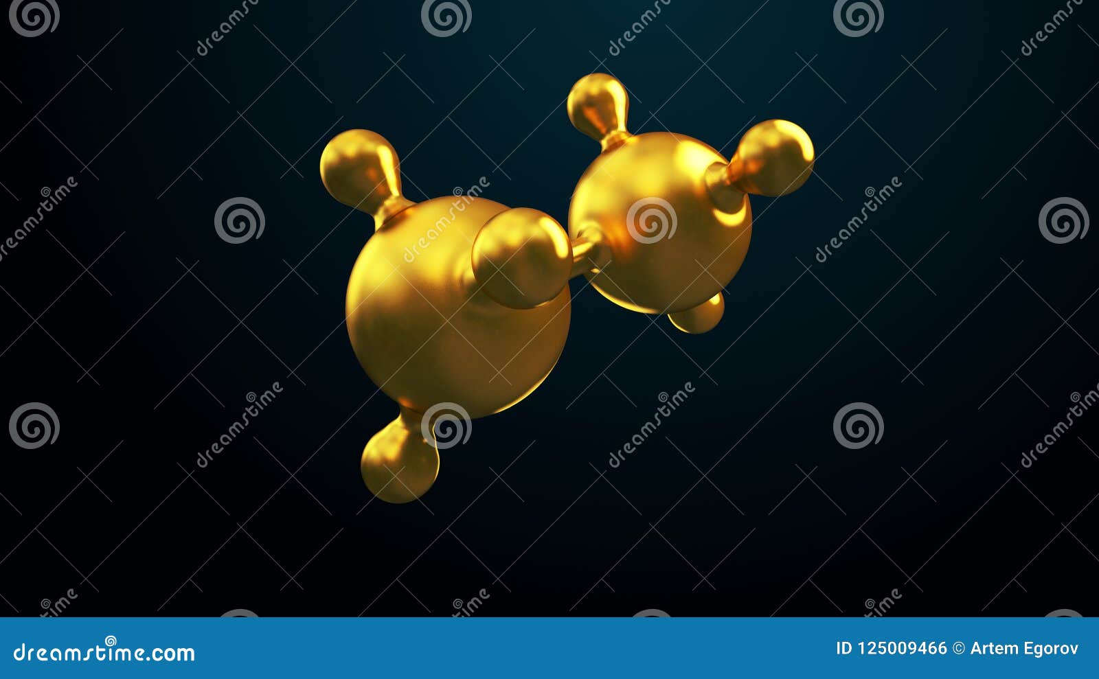 3D Illustration of Abstract Gold Molecule Background Stock Photo ...