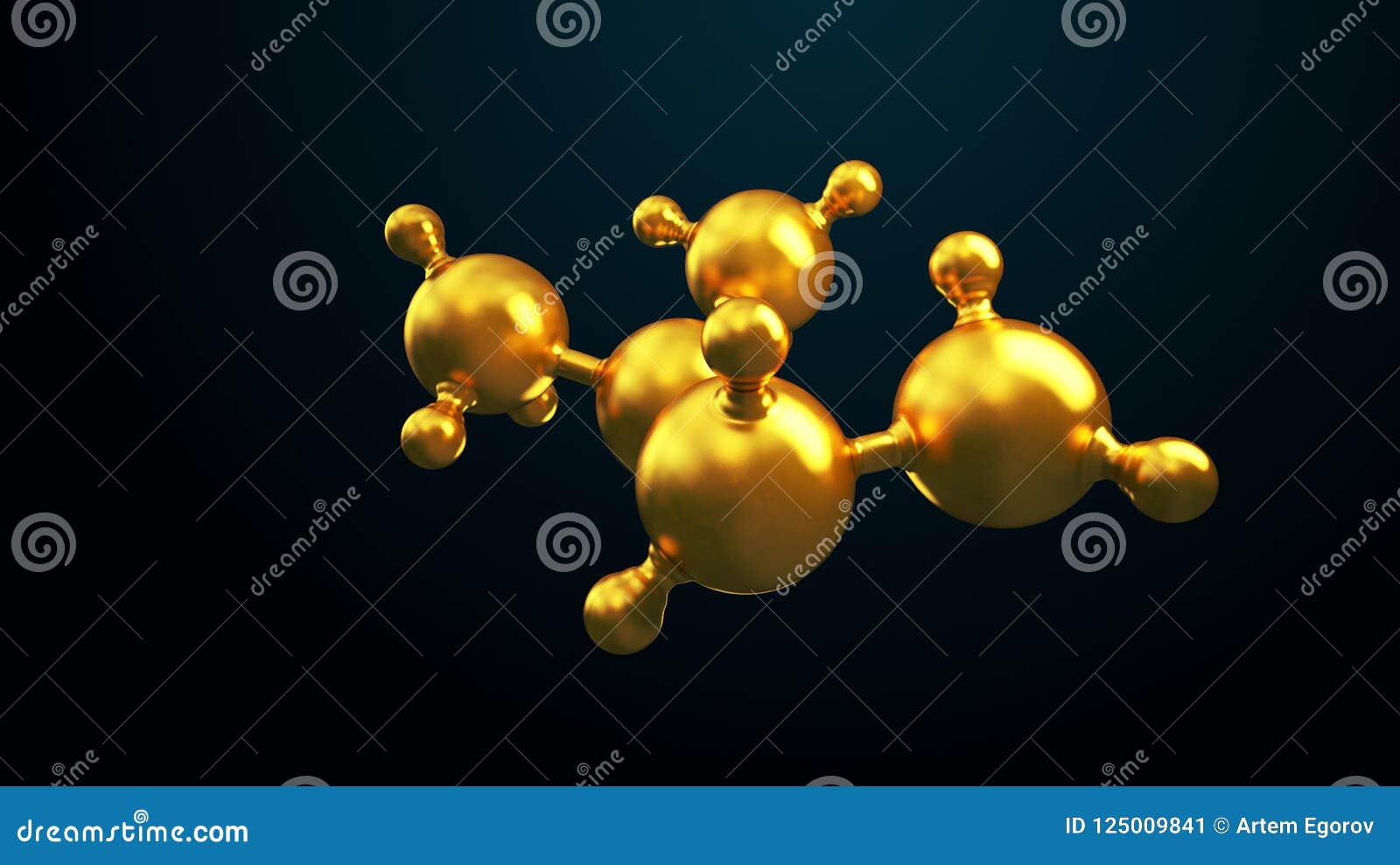 3D Illustration of Abstract Gold Molecule Background Stock Illustration ...