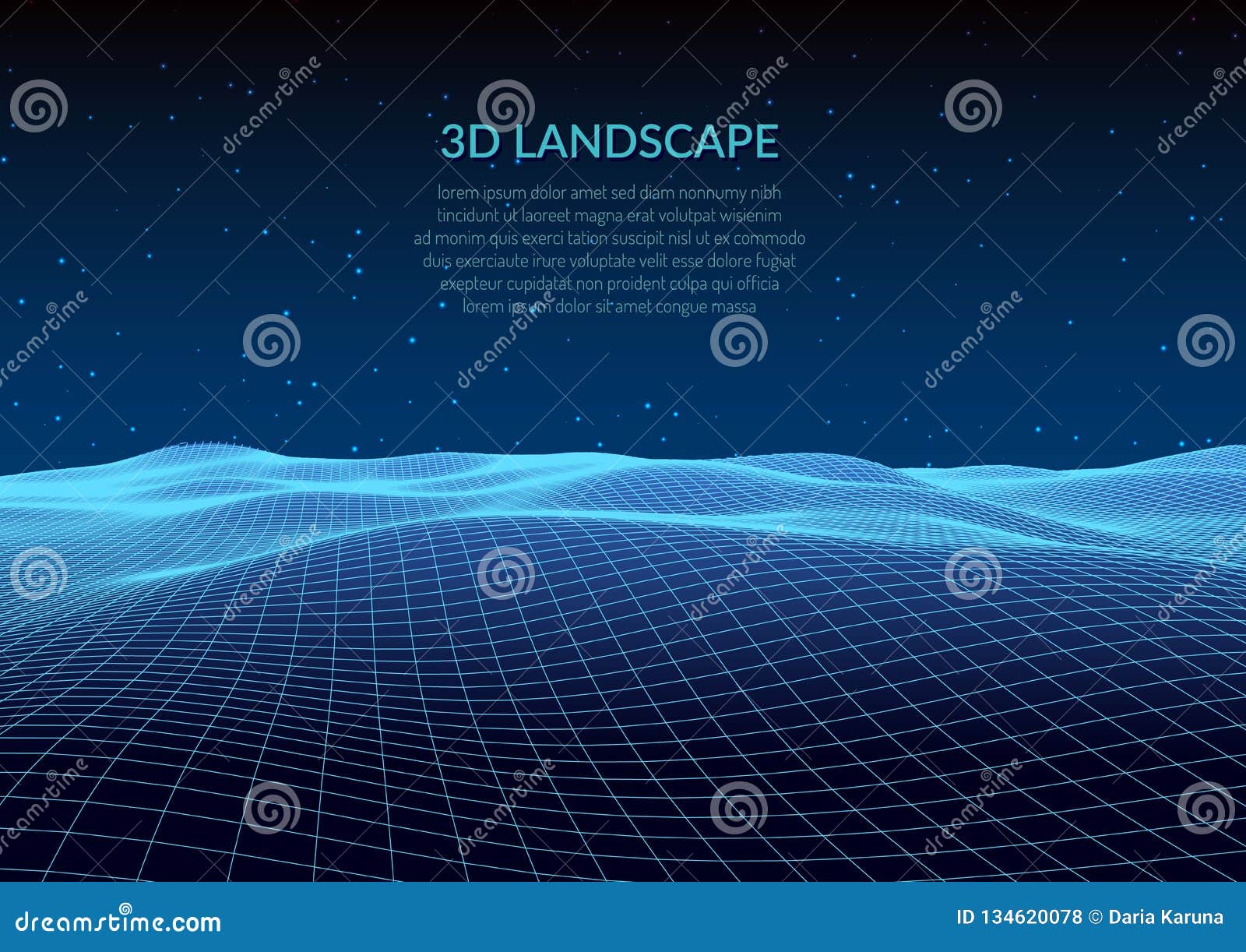 3d Illustration. Abstract Landscape on a White Background. Cyberspace ...