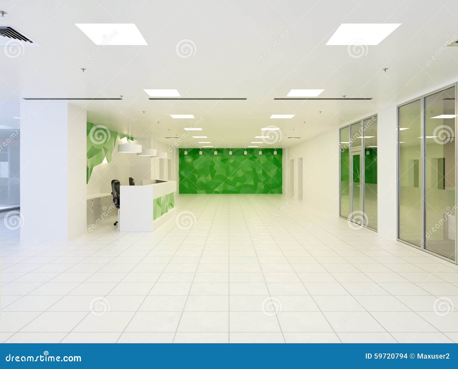 3d Illustration of Abstract Modern Hall in Office Building Stock ...