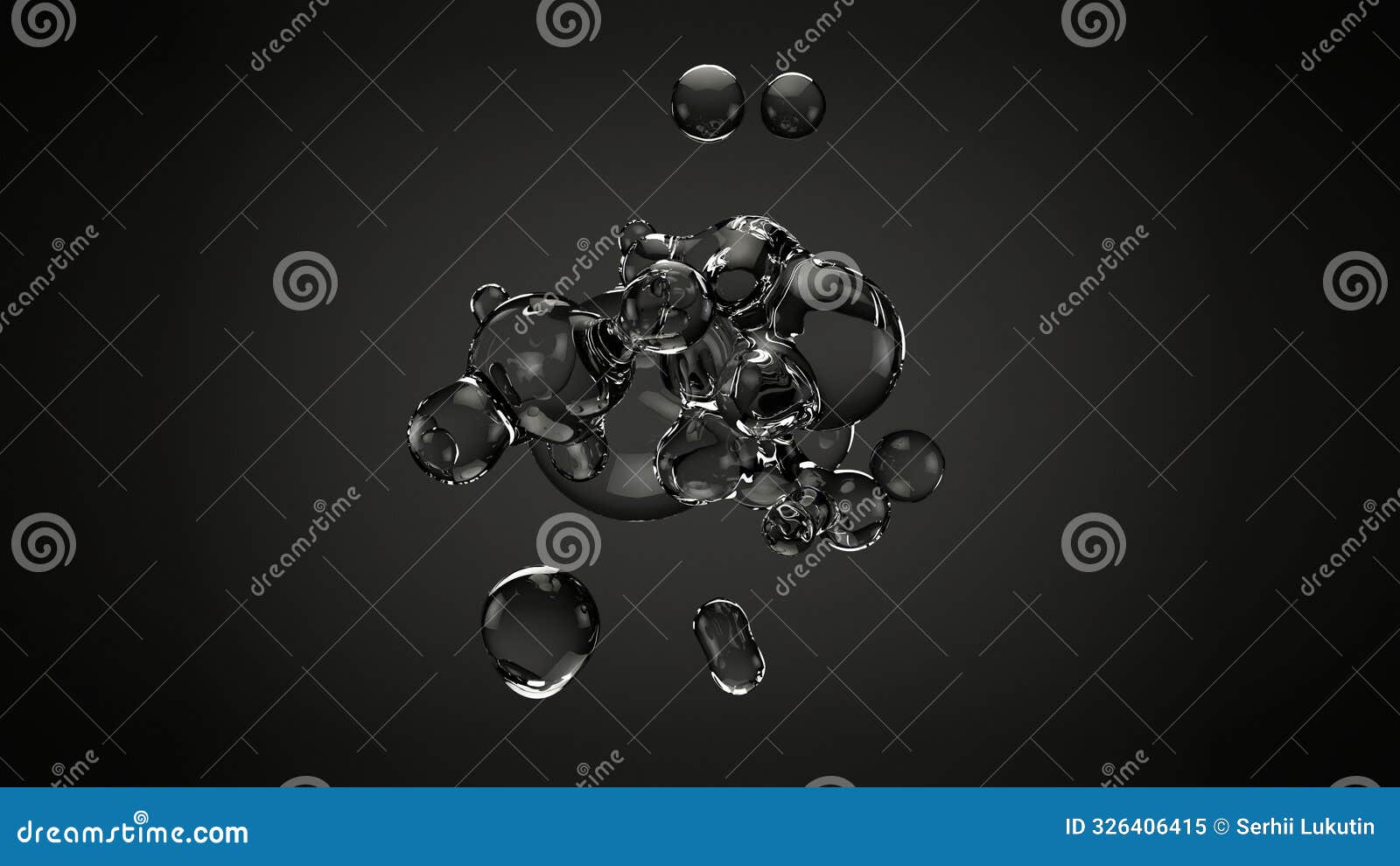 3D Illustration of Abstract Morph Liquid Forms of Water on Ramp ...